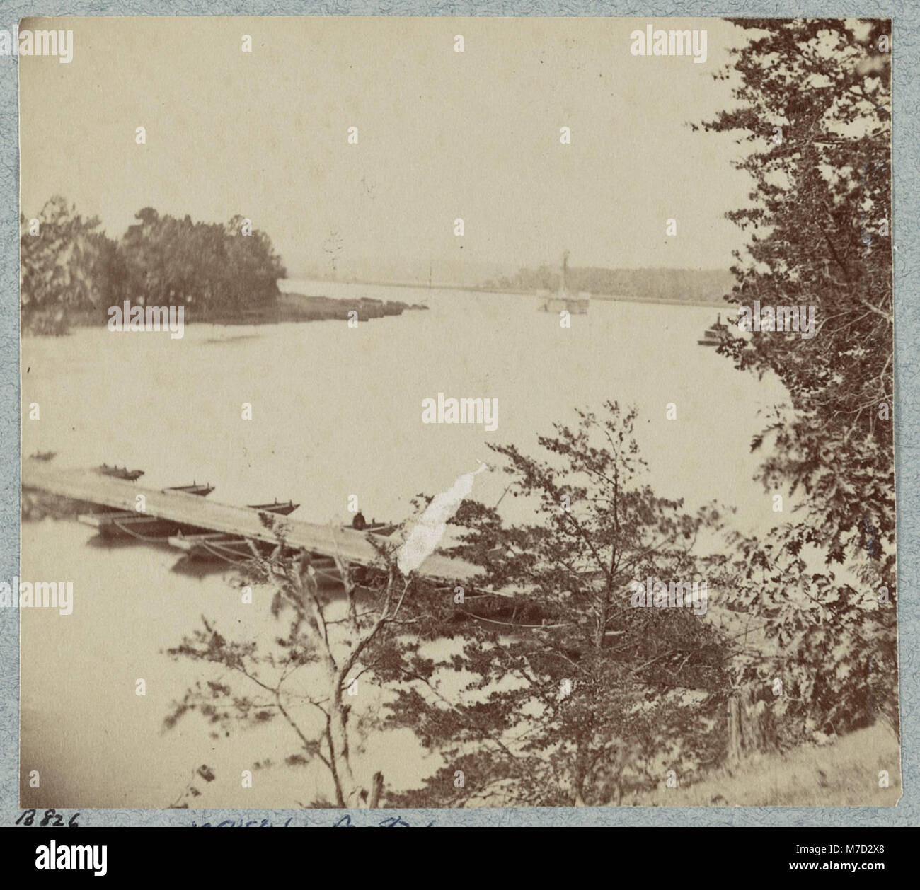 This image shows a view of the James River near Deep Bottom, Virginia ...