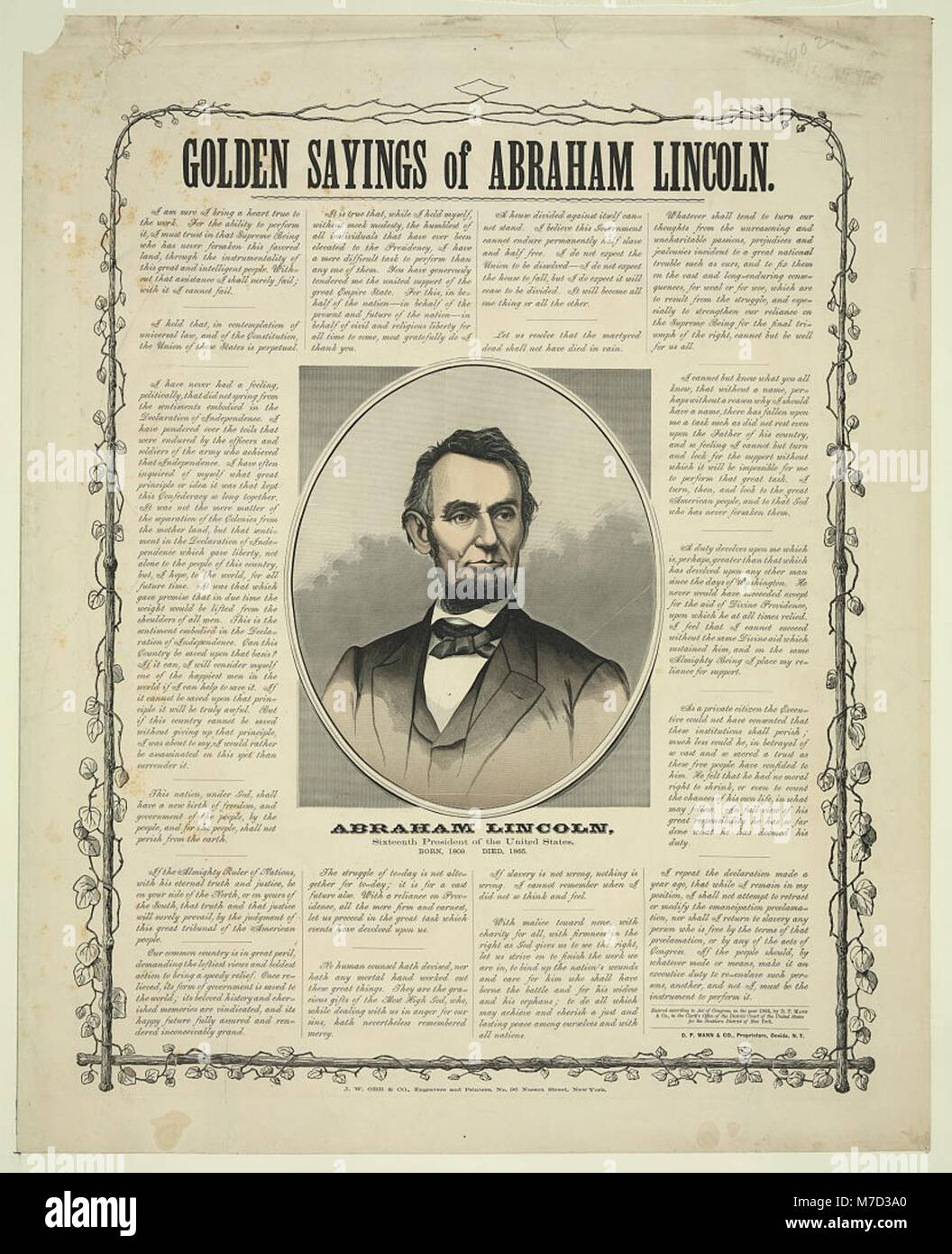A collection of notable quotes by Abraham Lincoln, reflecting his ...