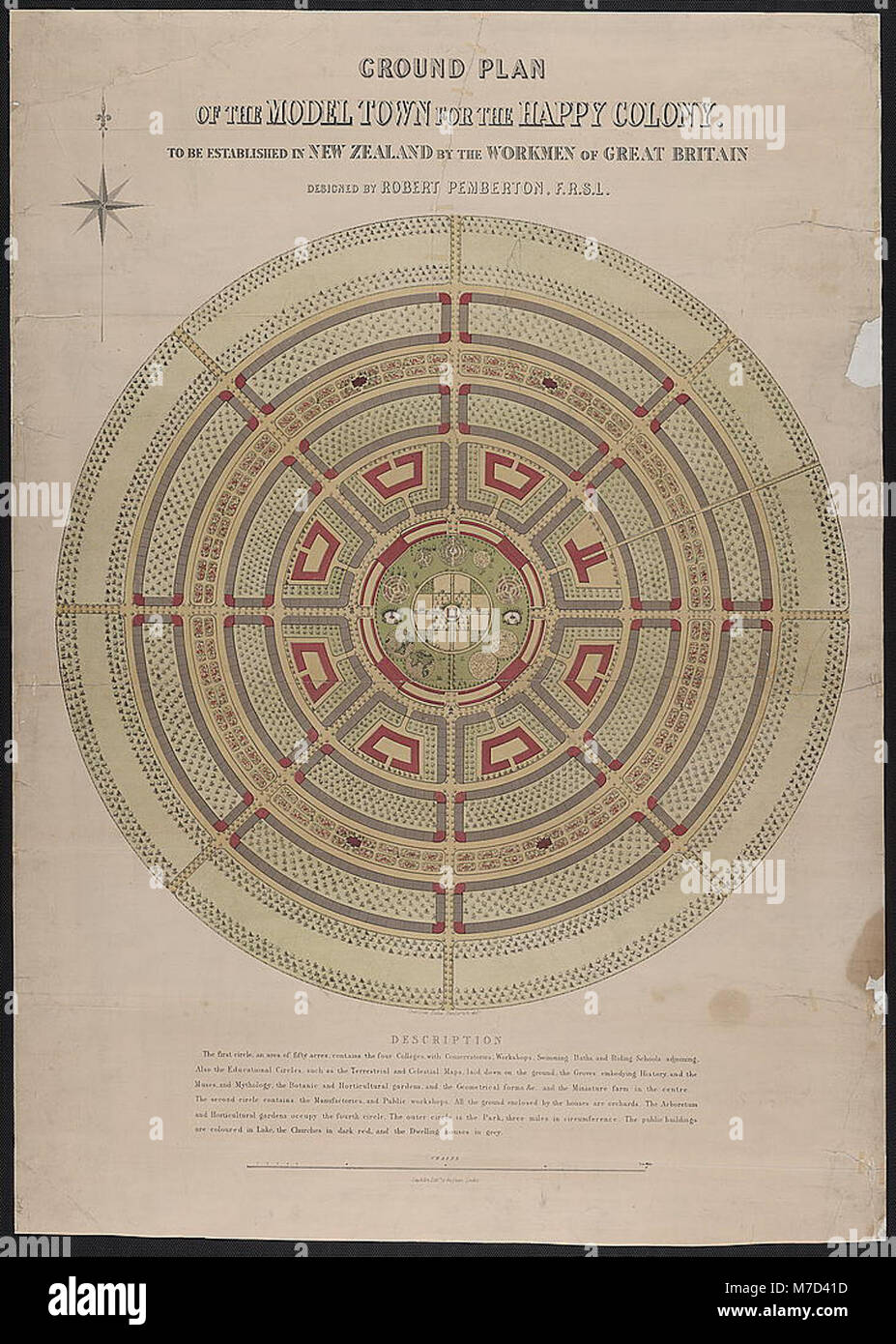 A ground plan showing the design of a model town intended for the ...