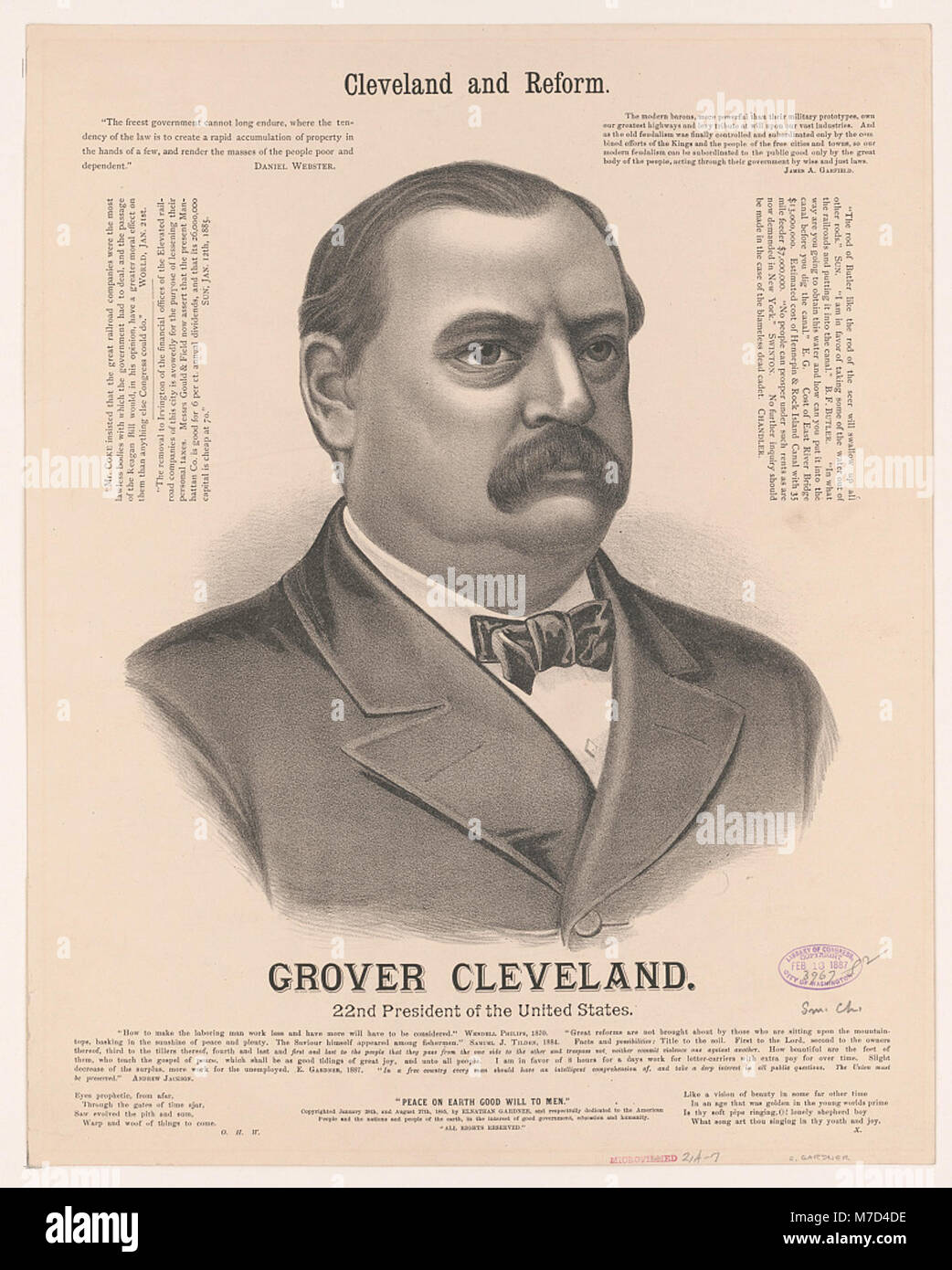 Grover Cleveland, the 22nd president of the United States, is portrayed ...