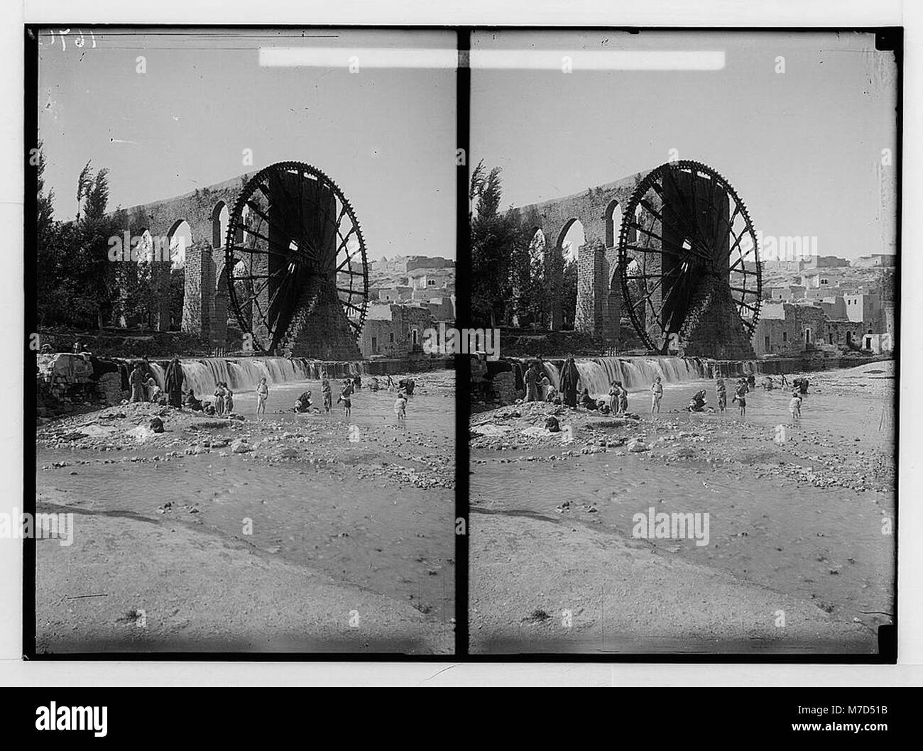 The water-wheel and aqueduct in Hama (Hamath), Syria, demonstrate ...