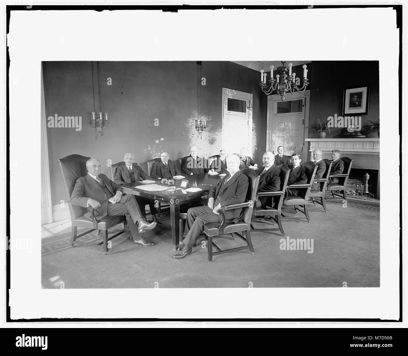 A group portrait of President Warren G. Harding's cabinet members. The ...