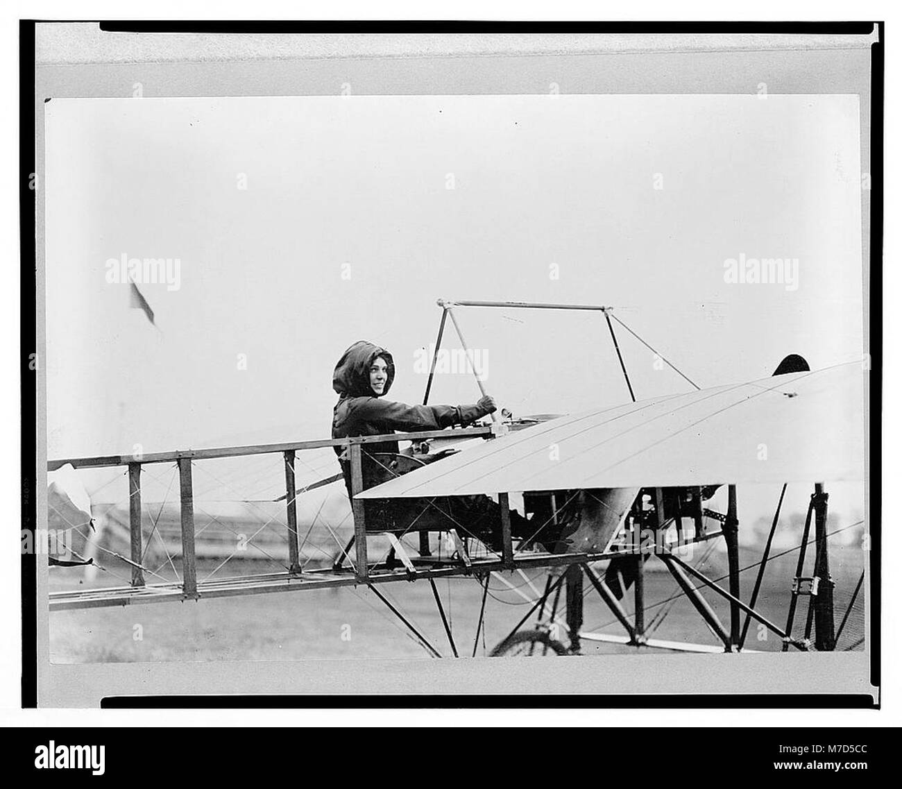 Harriet Quimby, an aviation pioneer, pictured in the cockpit of her ...