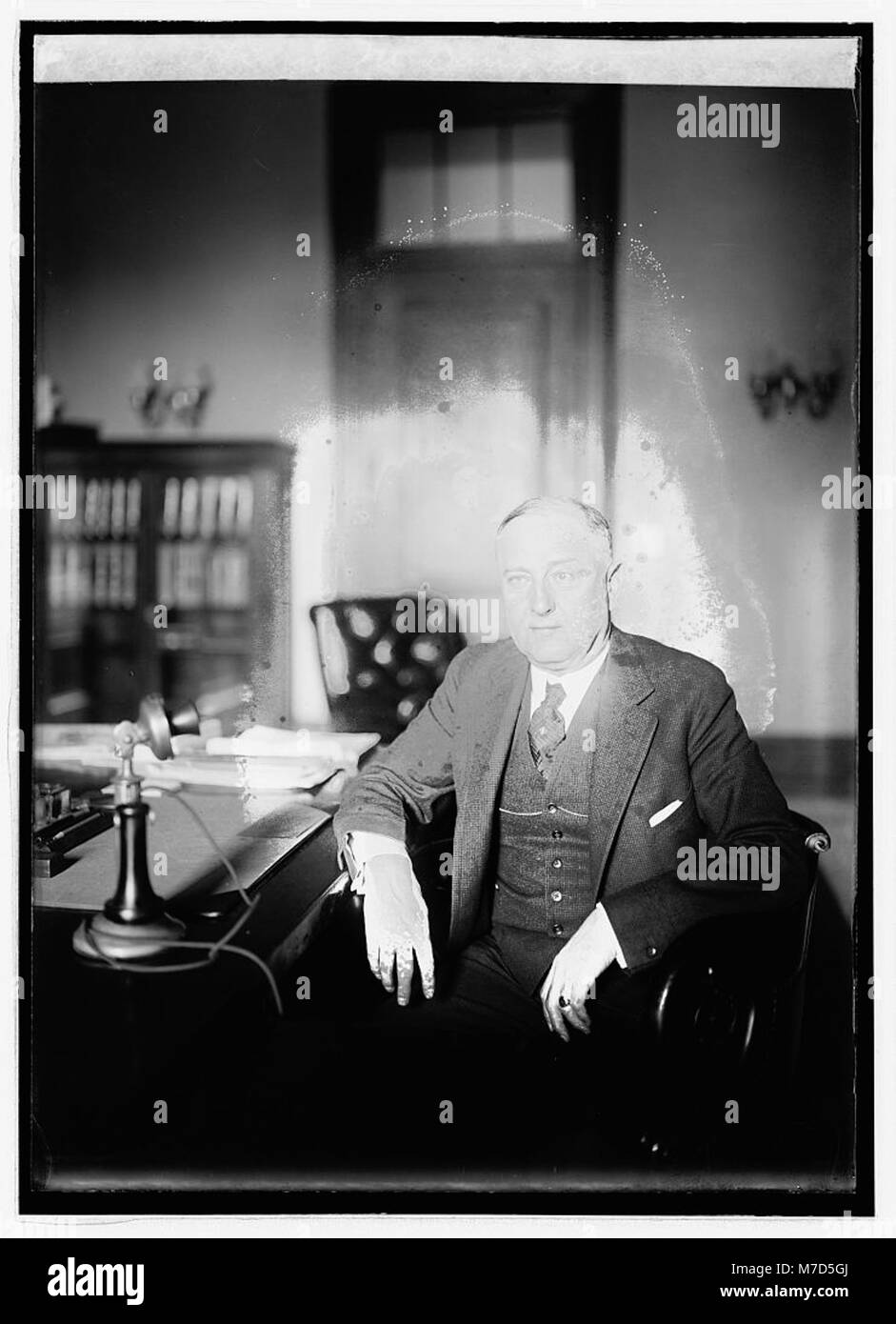 A portrait of Harry M. Daugherty, an American political figure known ...