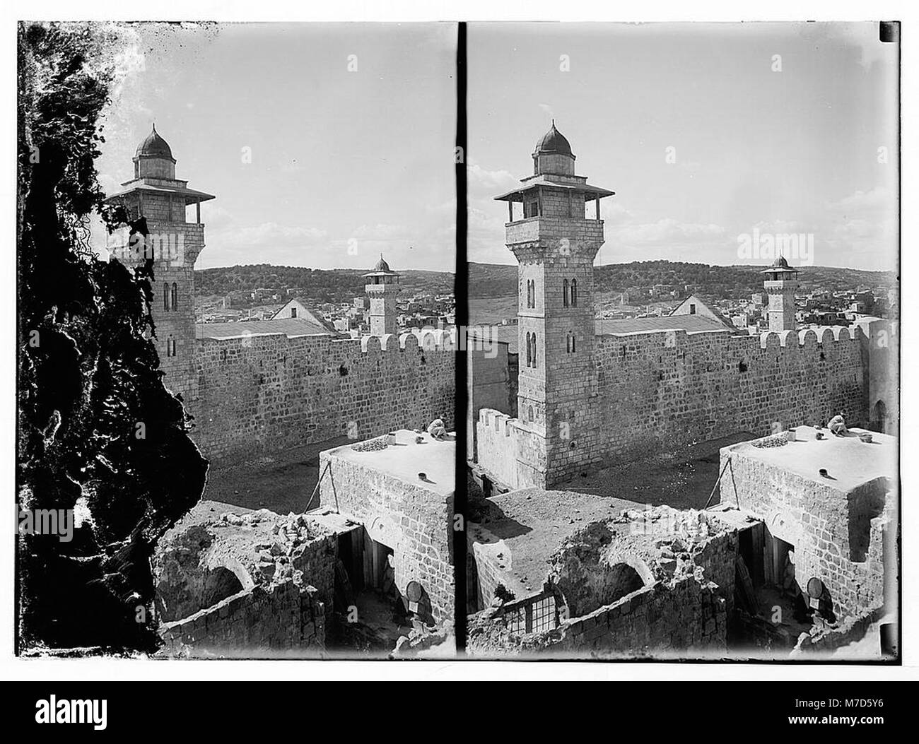 A photograph of the Mosque of Machpelah in Hebron, an important ...