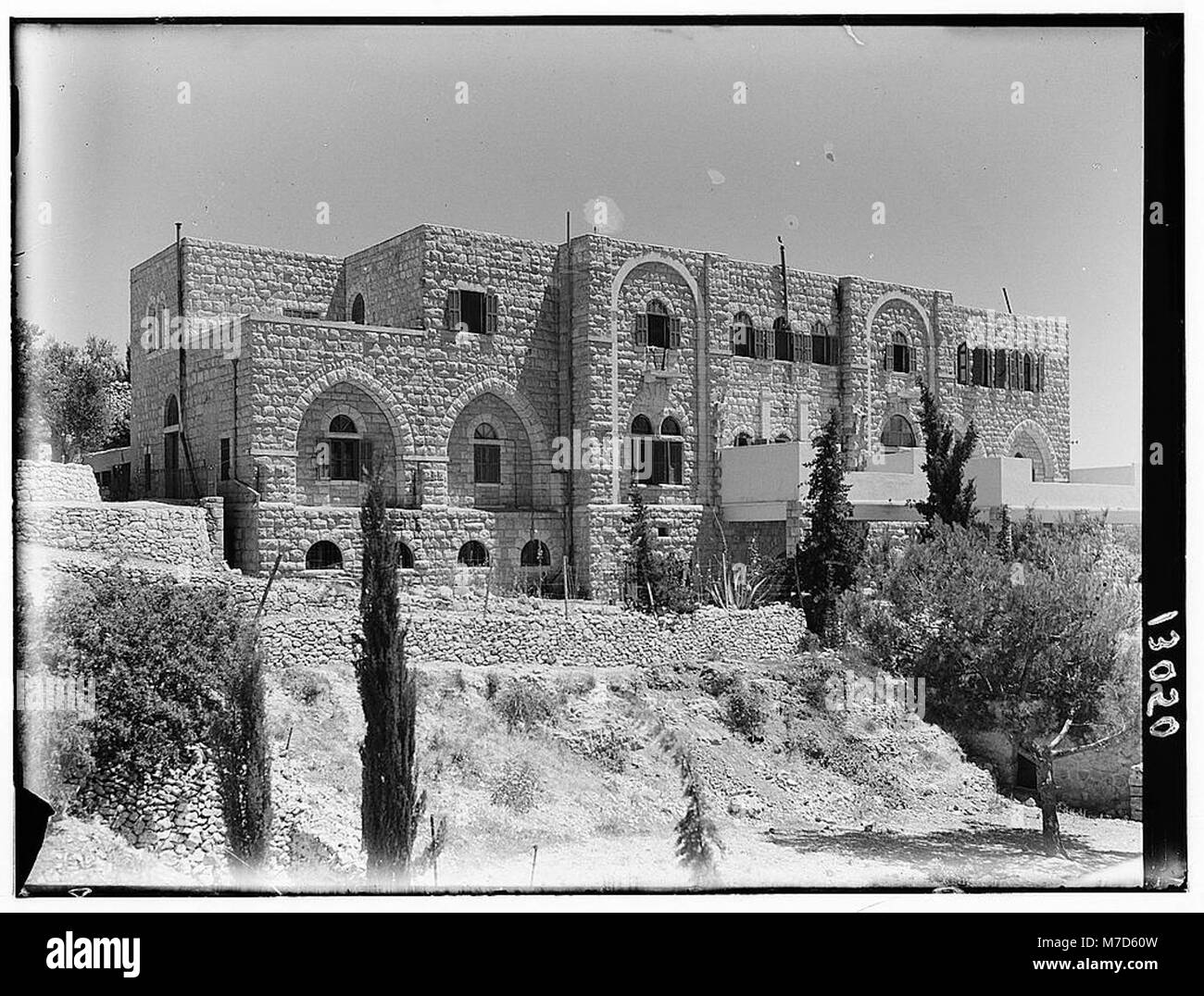 This image shows the Hebron Hospital, photographed from the west, with ...
