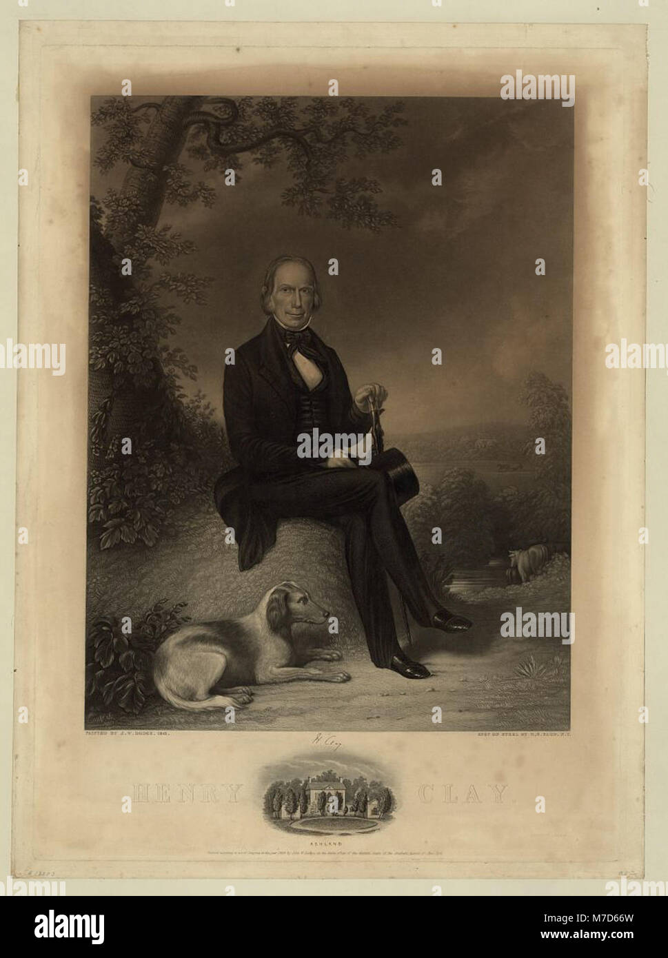 A portrait of Henry Clay, painted by J.W. Dodge in 1843 and engraved by ...