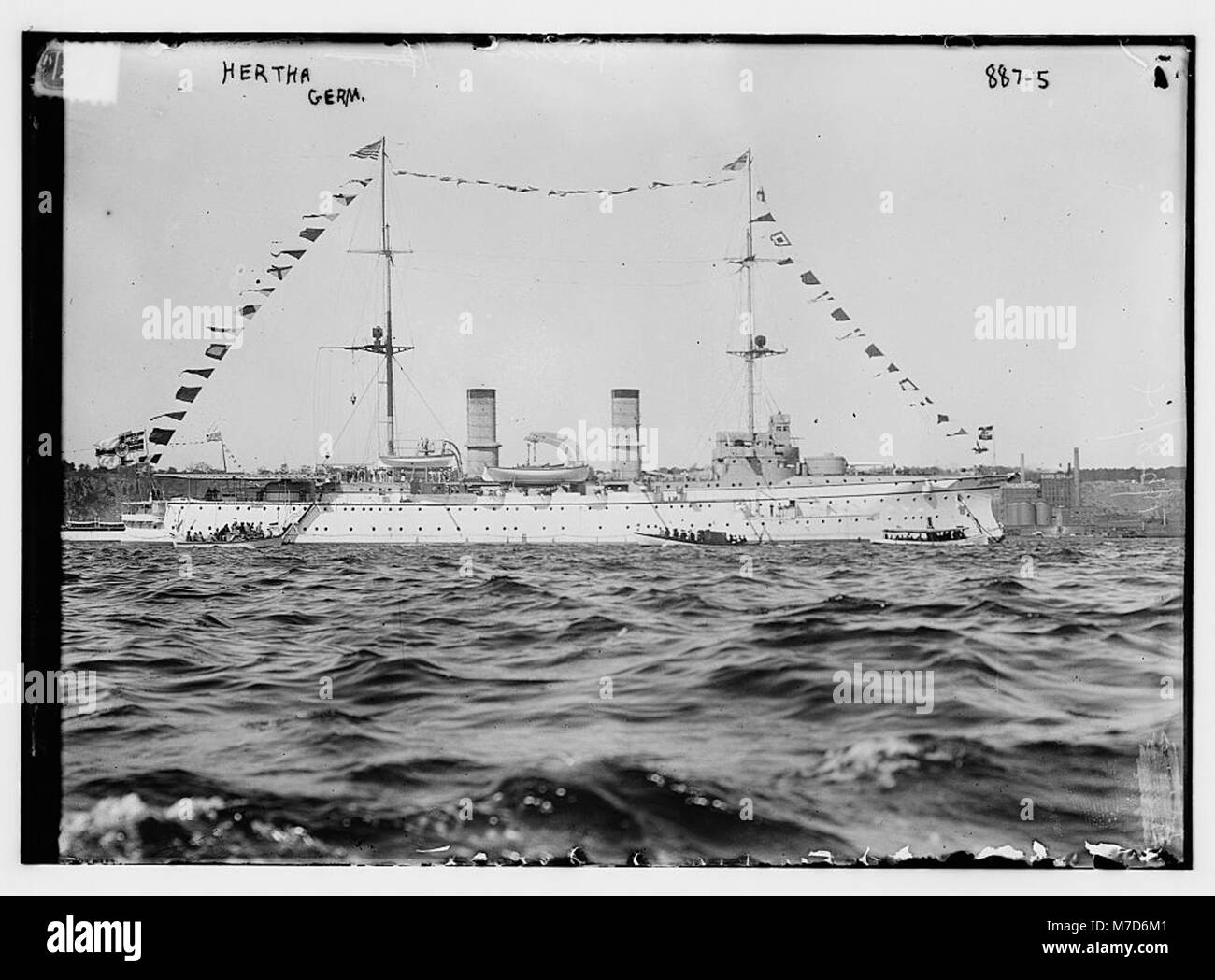 A historical photograph of the German vessel Hertha, capturing a moment ...