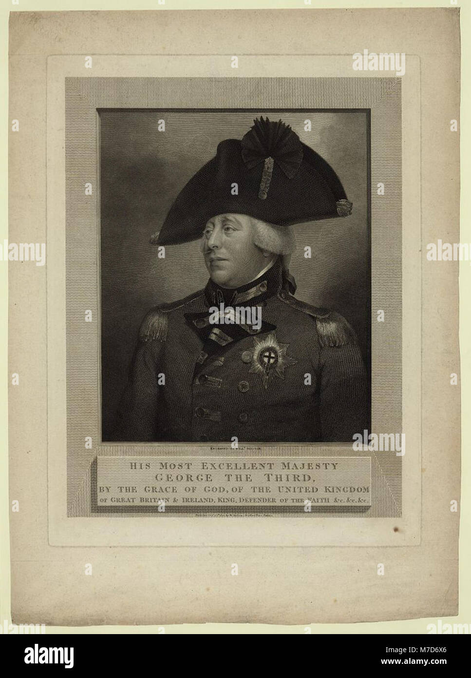 An engraved portrait of King George III of Great Britain and Ireland ...