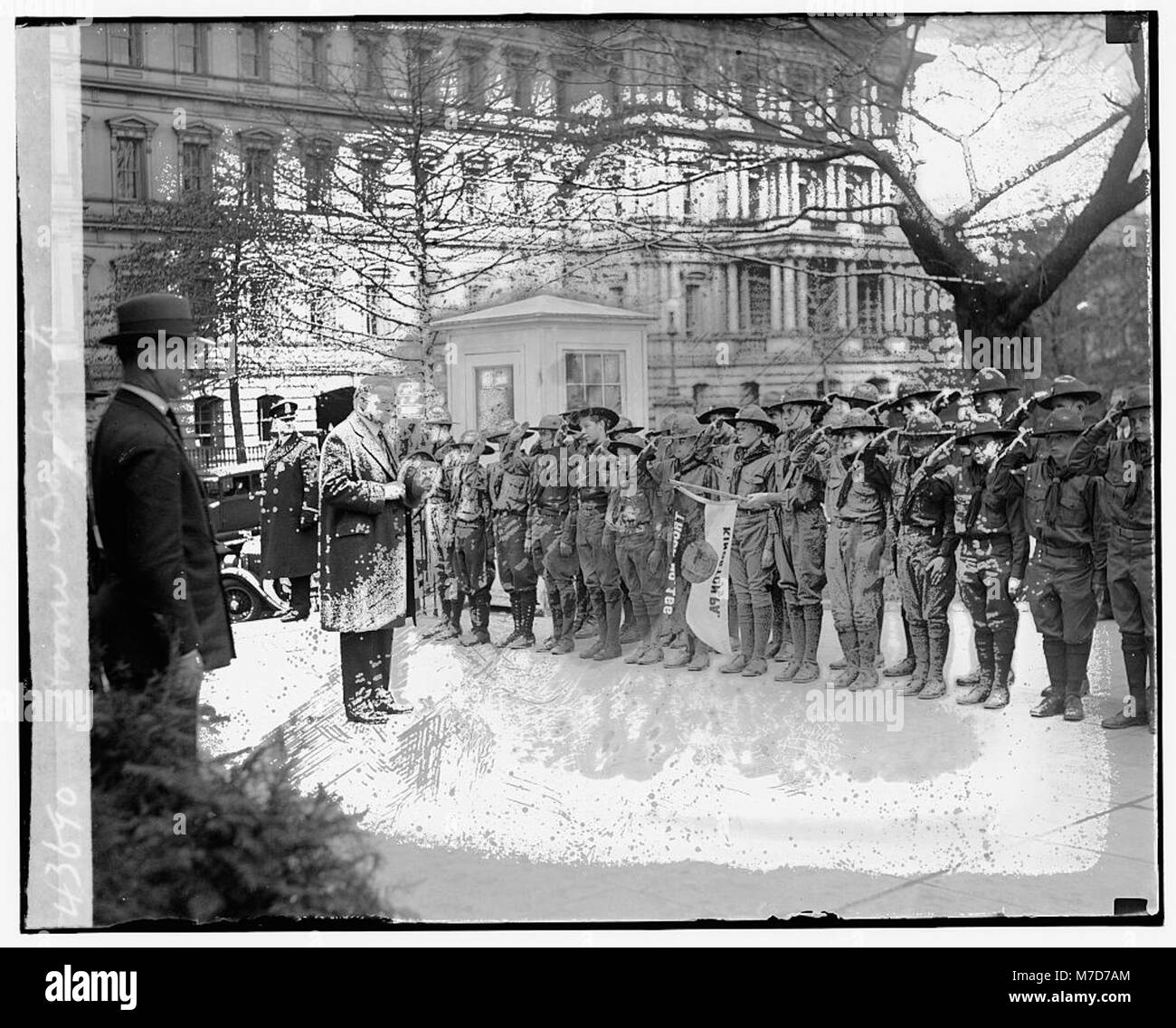 A photograph of President Herbert Hoover with a group of Boy Scouts ...