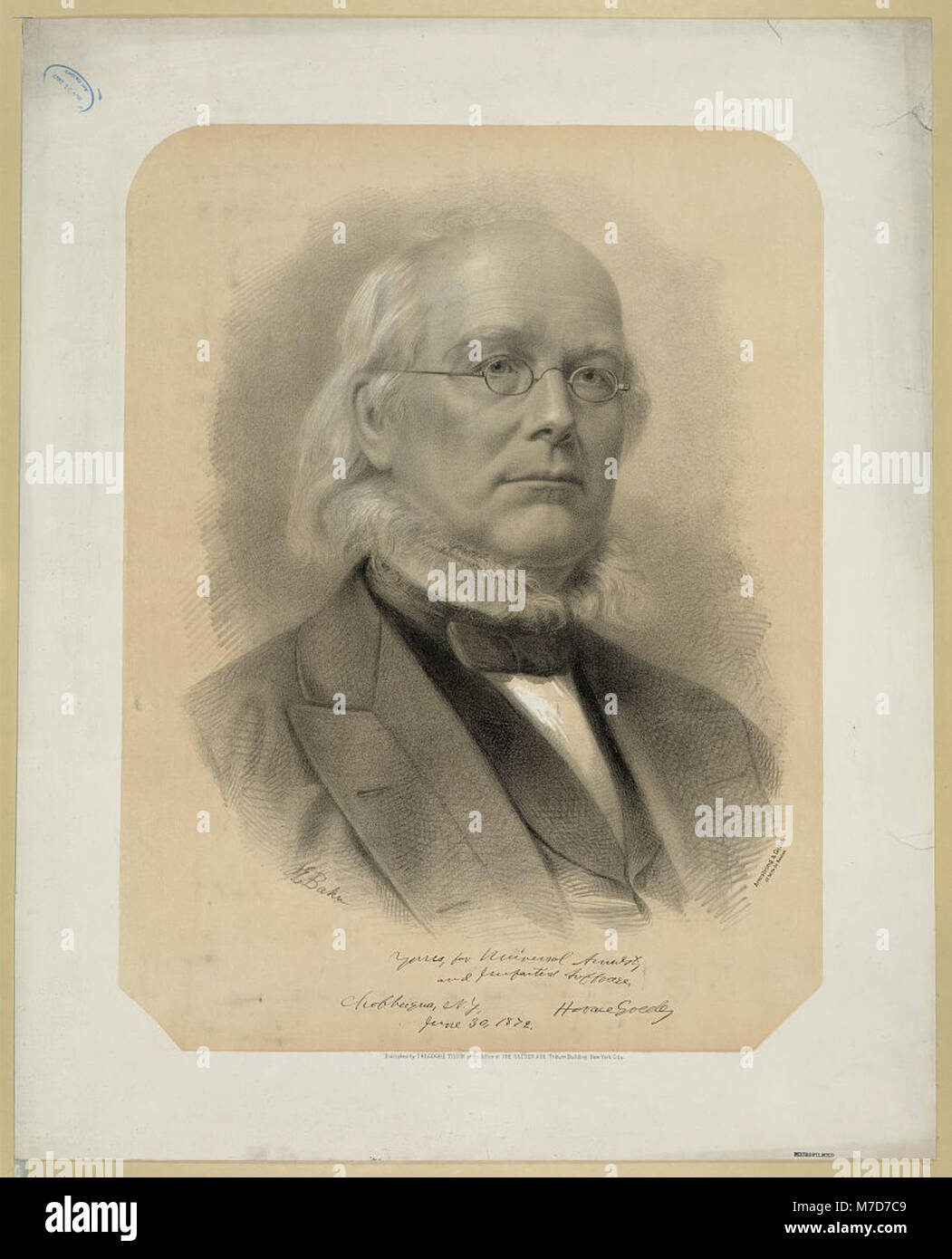 A portrait of Horace Greeley, the American newspaper editor ...