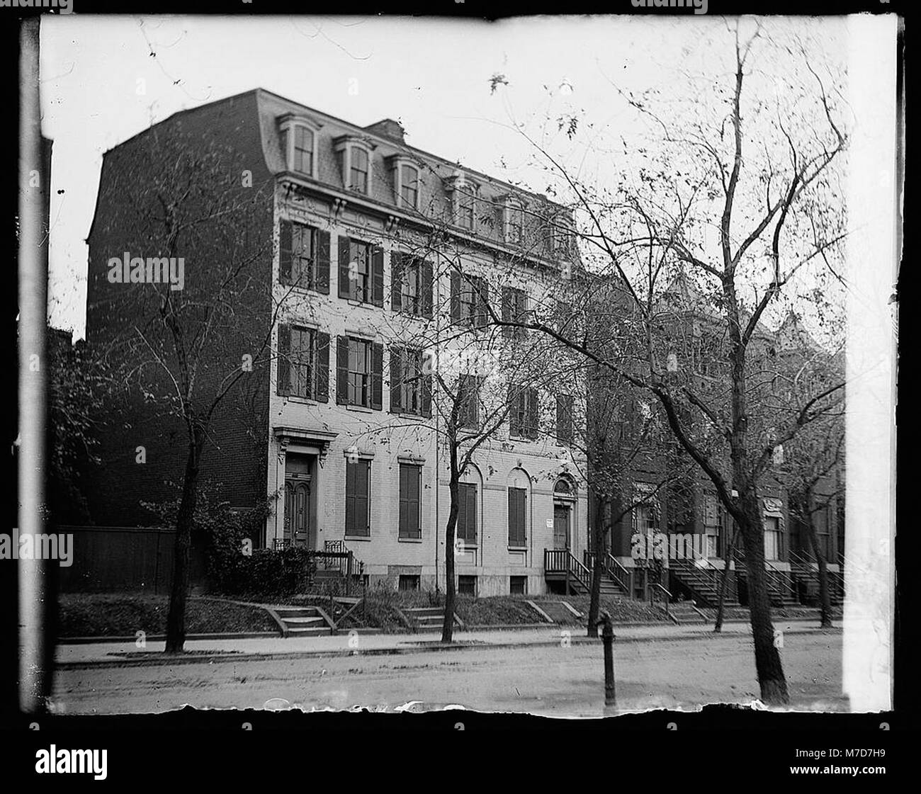 A photograph of the house formerly occupied by Thomas Jefferson. This ...