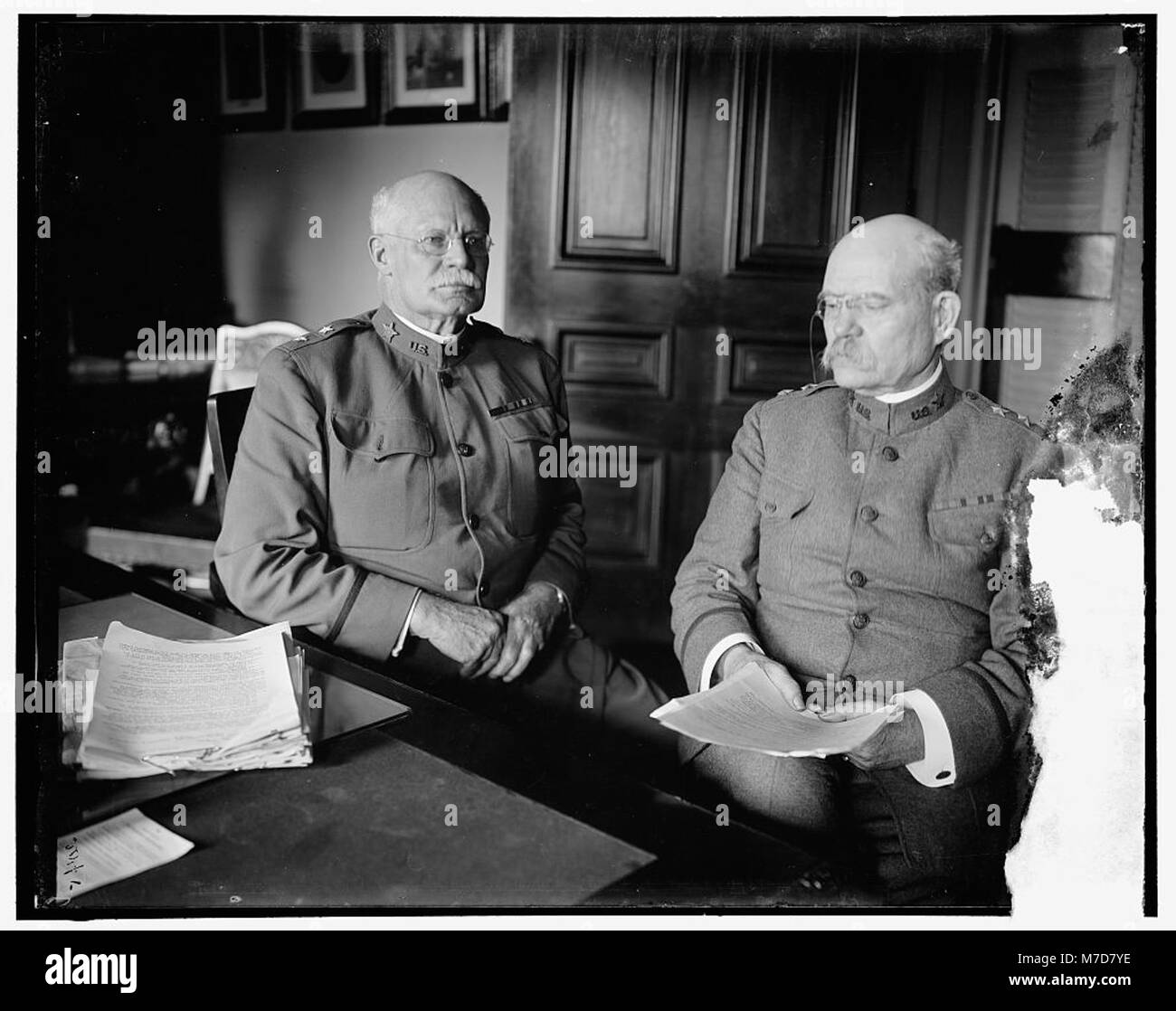 This historical image features General Hugh L. Scott and General Tasker ...