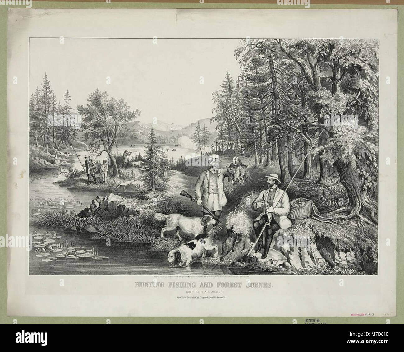 A scenic depiction of hunting, fishing, and forest landscapes, with an ...