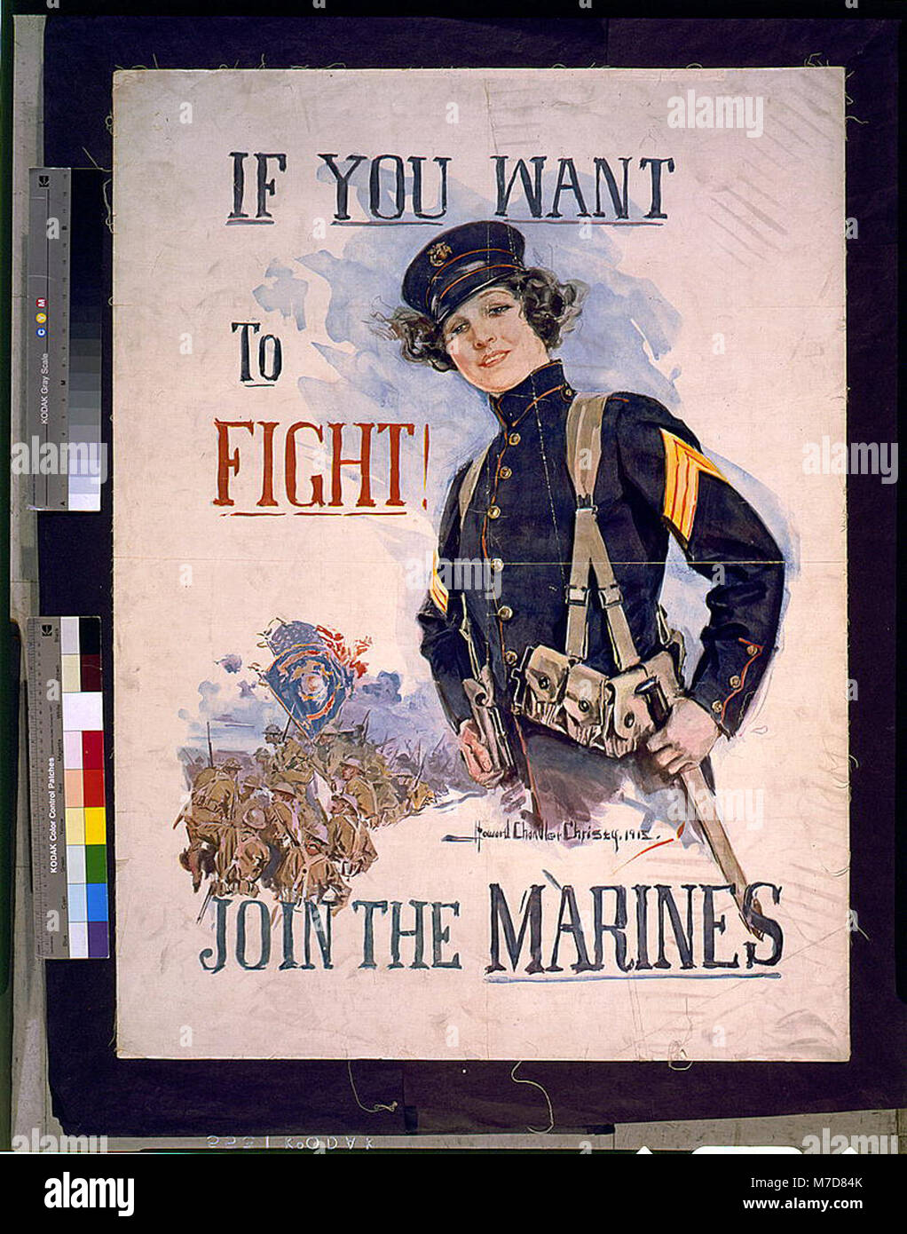 A World War I recruitment poster by Howard Chandler Christy urging ...