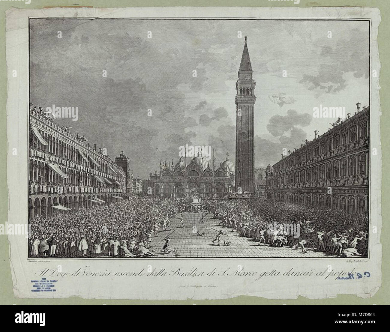 A historical illustration showing the Doge of Venice exiting the ...