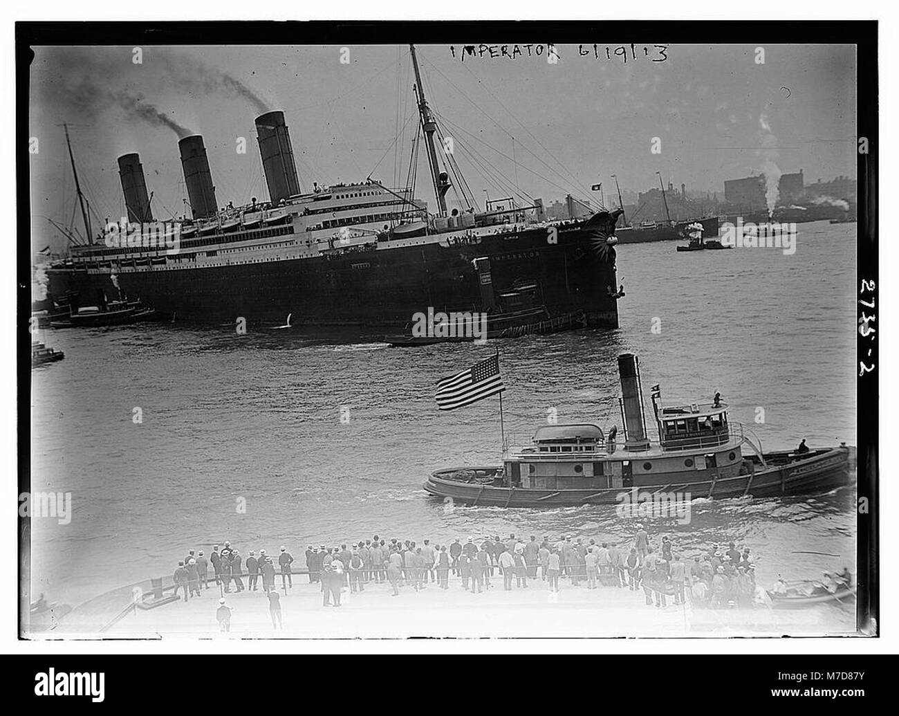A photograph of the 'Imperator,' a notable ocean liner from the early ...