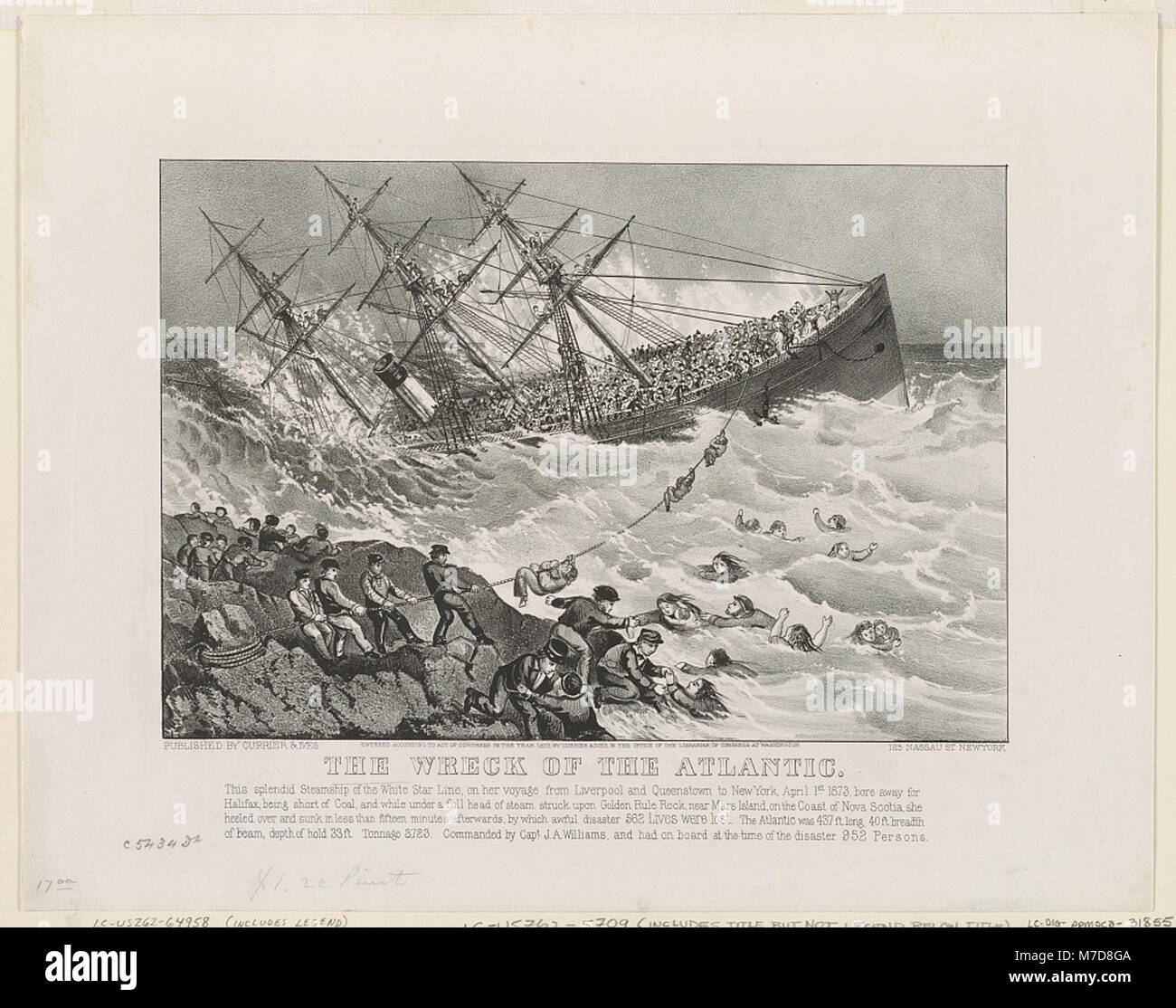 This photograph shows the wreck of the Atlantic, a significant maritime ...