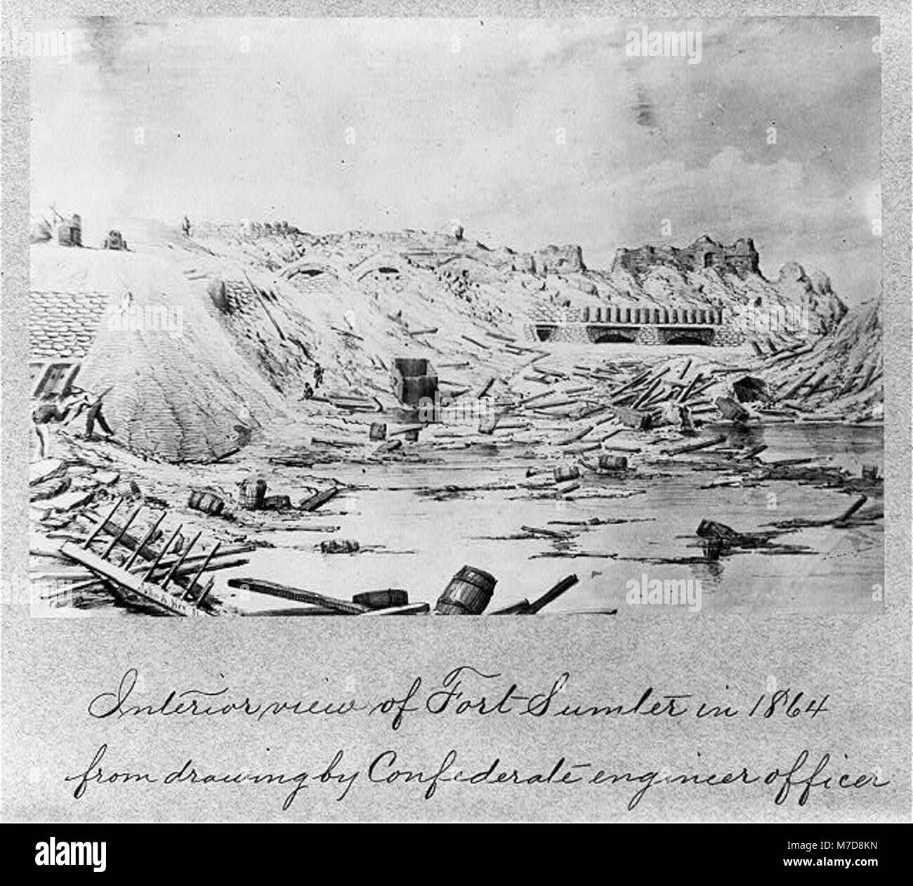 An interior view of Fort Sumter, South Carolina, taken in 1864, showing ...