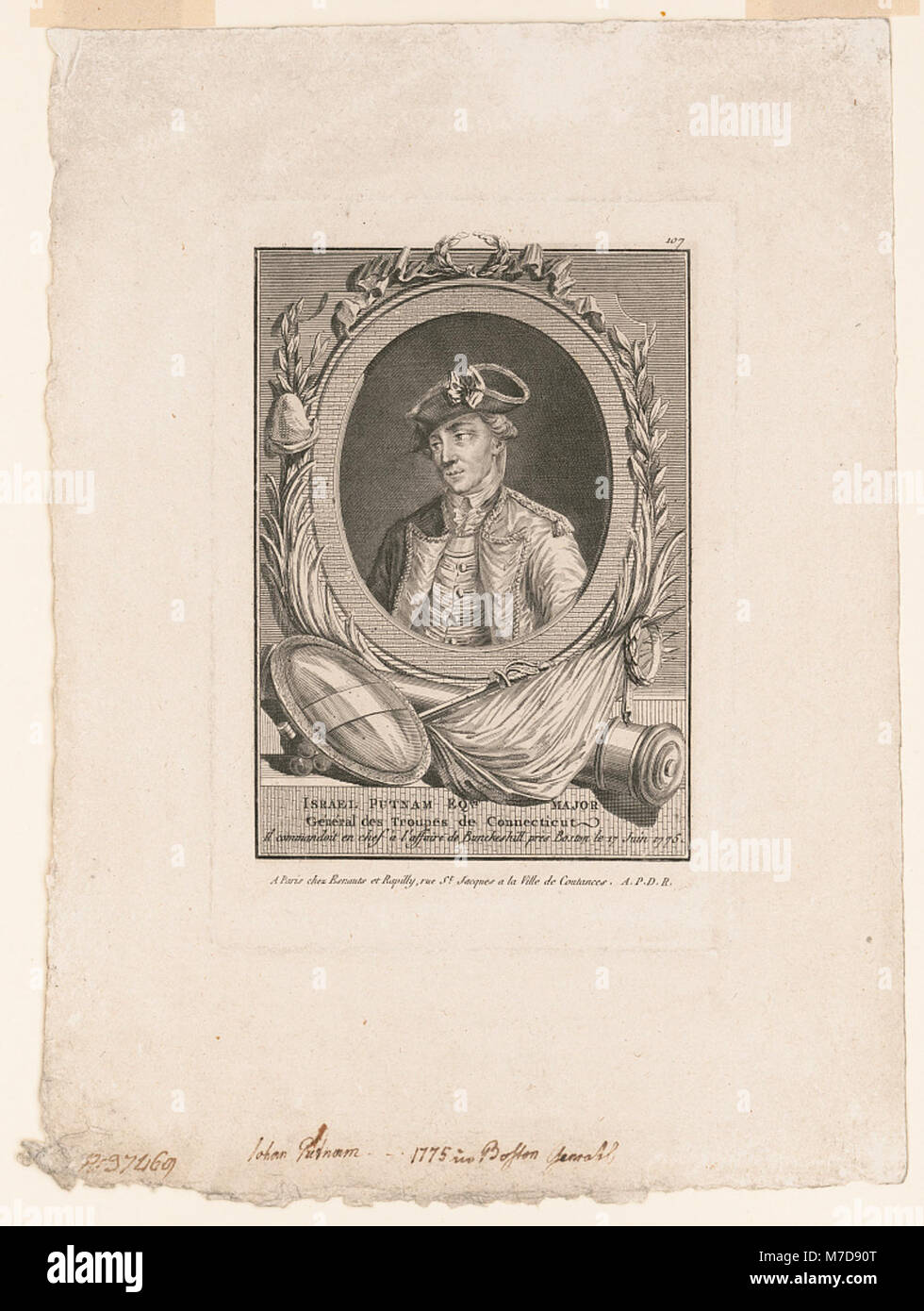A historical portrait of Major General Israel Putnam, a key commander ...
