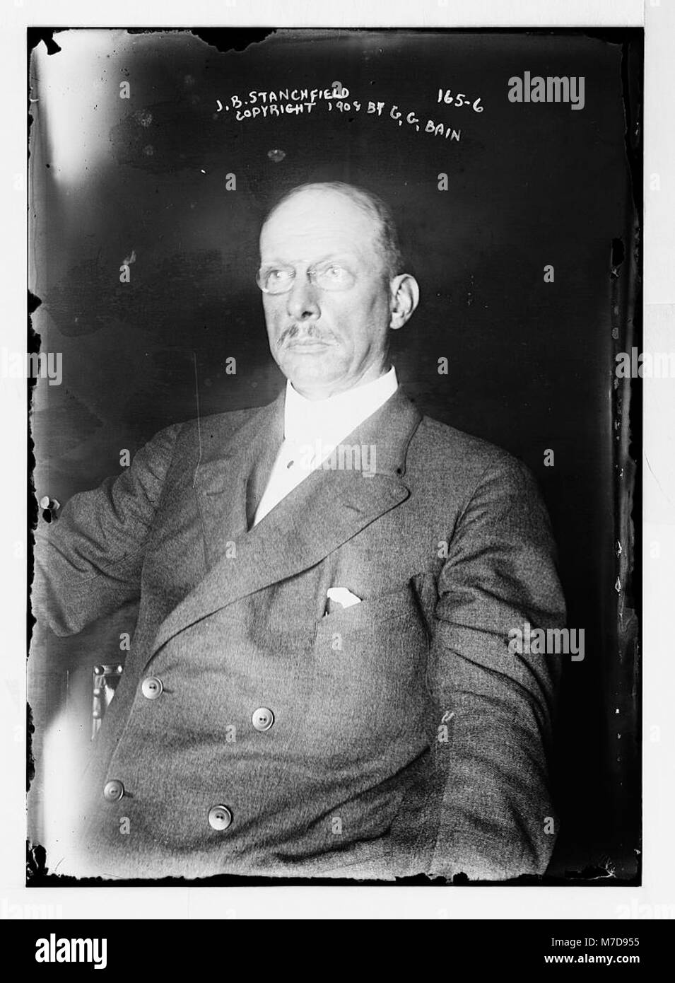 A portrait bust of J.B. Stanchfield, an important figure, showcasing ...