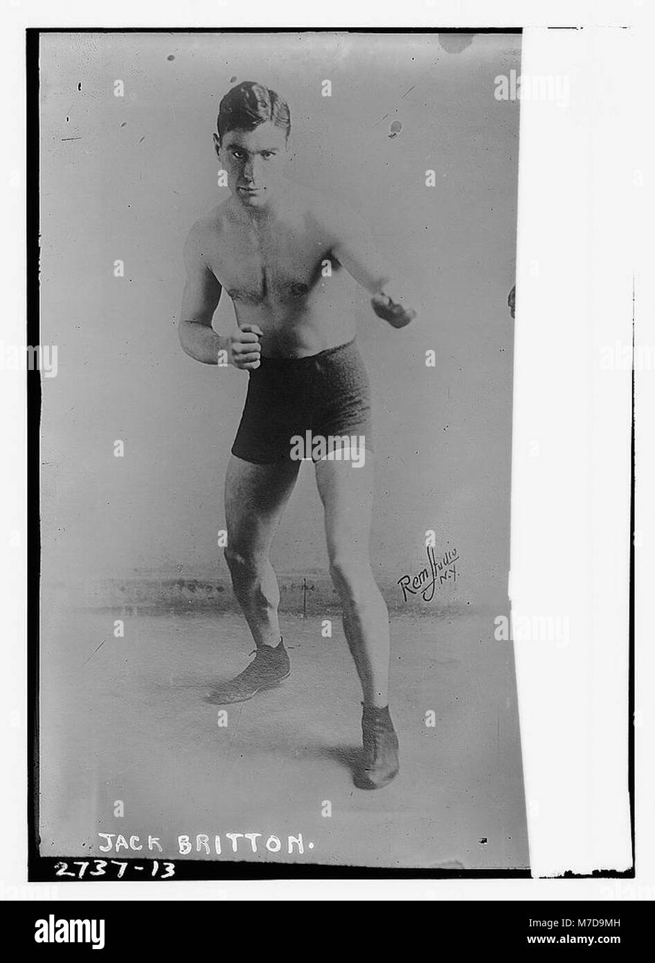 Boxer Jack Britton, a prominent figure in early 20th-century American boxing, is pictured in ...