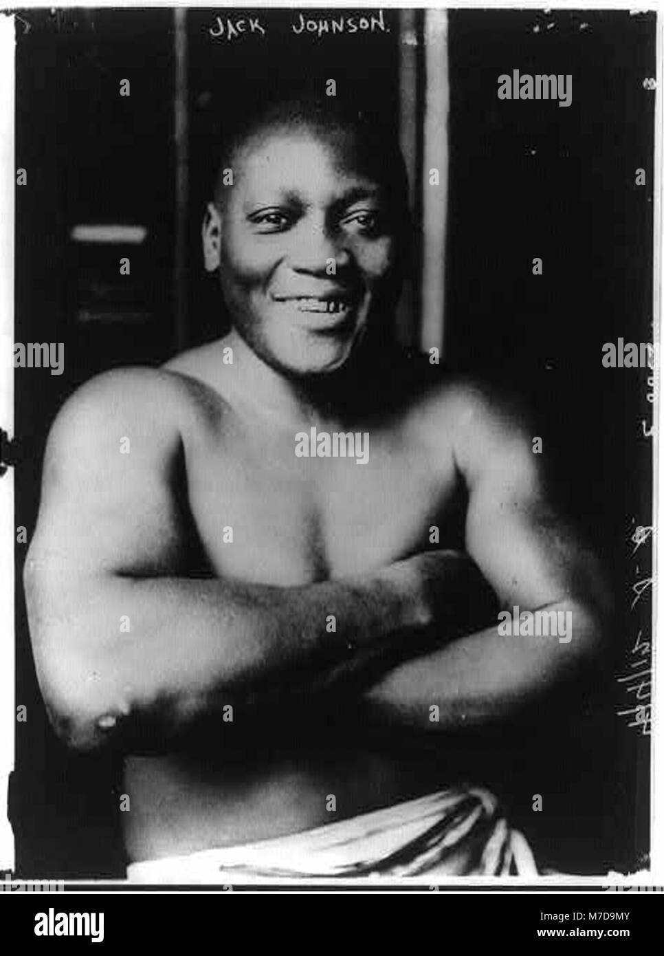 A portrait of Jack Johnson, the first African American heavyweight ...