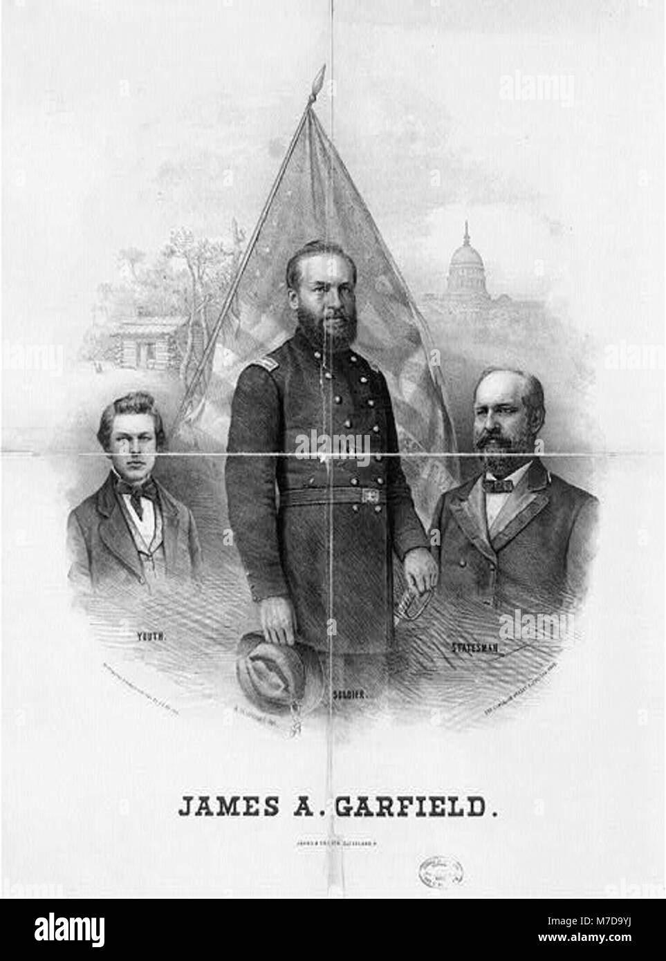 A portrait of James A. Garfield, 20th President of the United States ...
