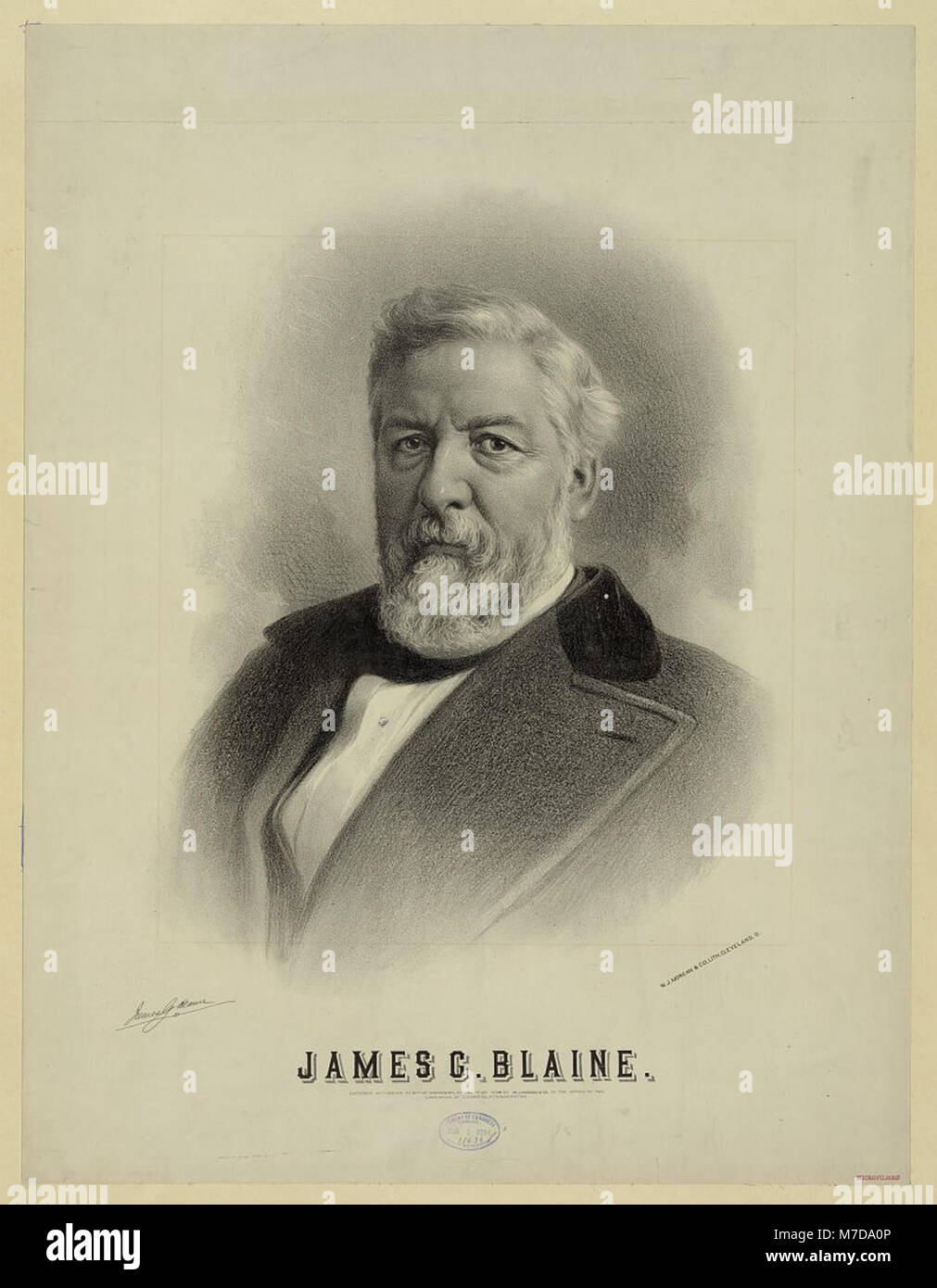 A portrait of James G. Blaine, an influential American politician and ...