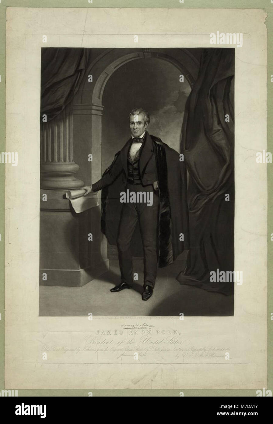 An engraving of James Knox Polk, the 11th President of the United ...