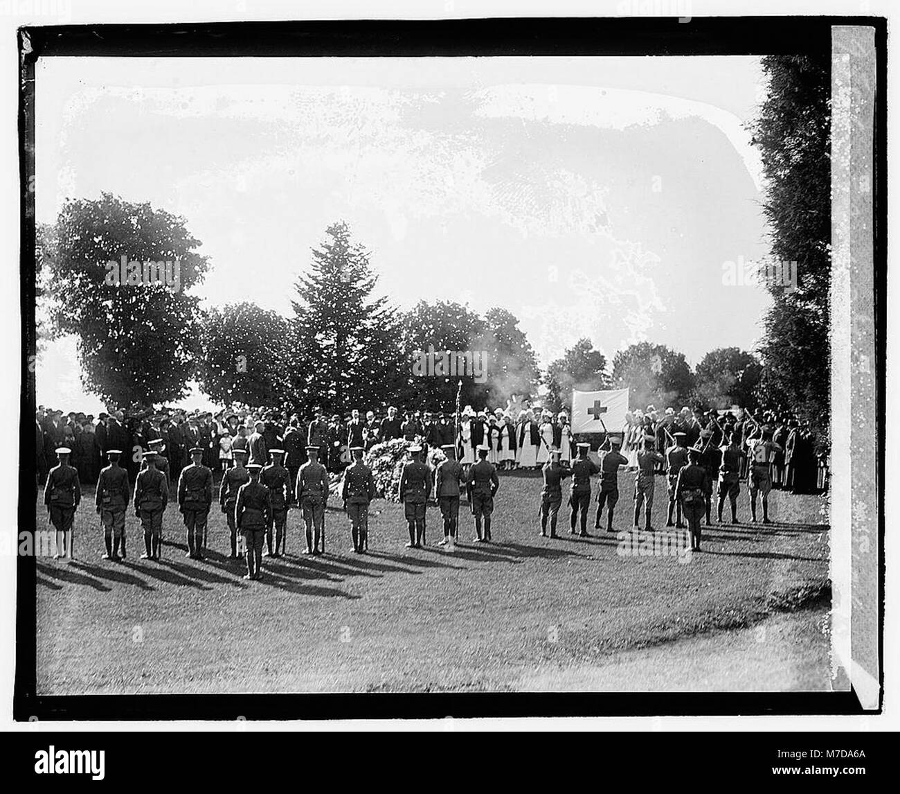 A somber photograph documenting the funeral of Jane Delano, a prominent ...