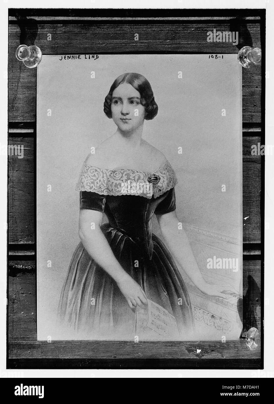 A photograph of the famous Swedish opera singer Jenny Lind standing at ...