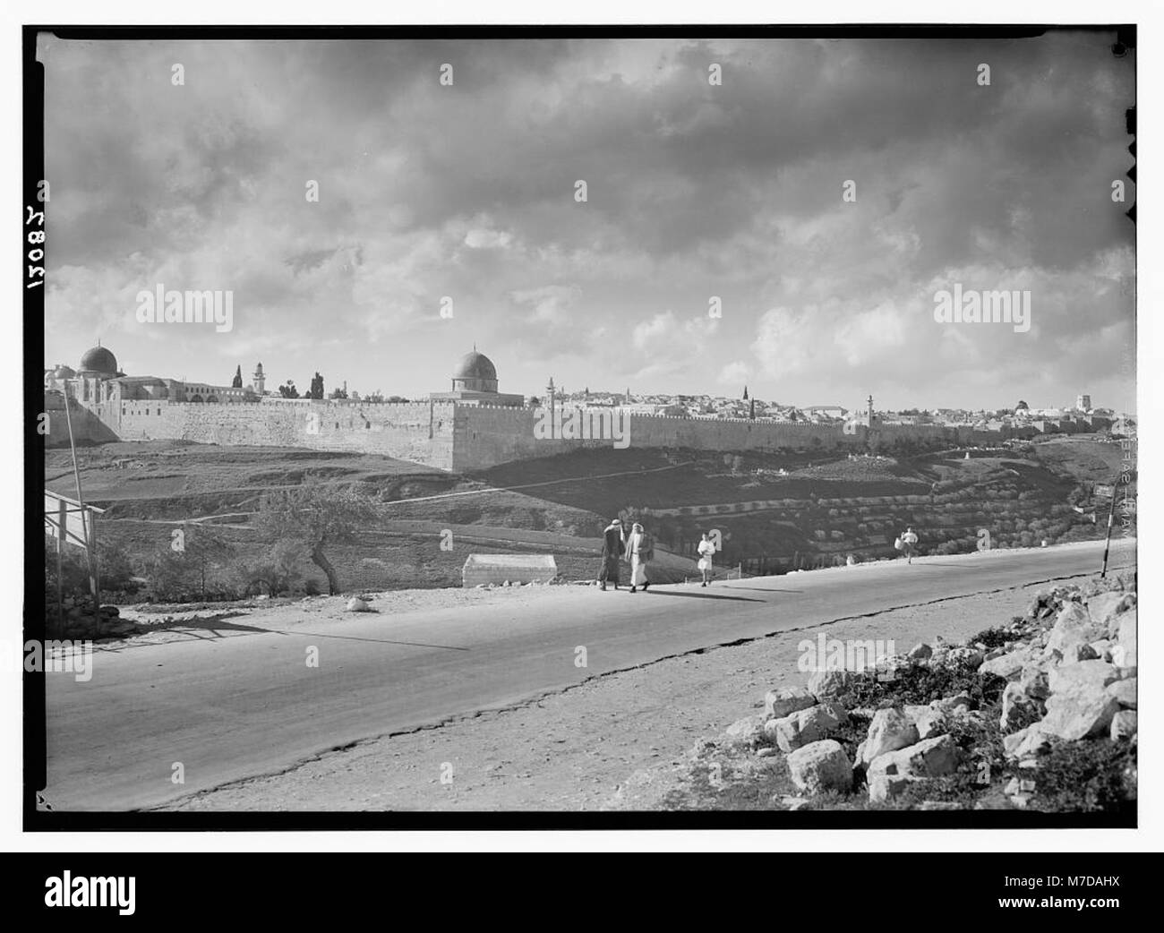 This image captures a view of Jerusalem from the Jericho road, offering ...