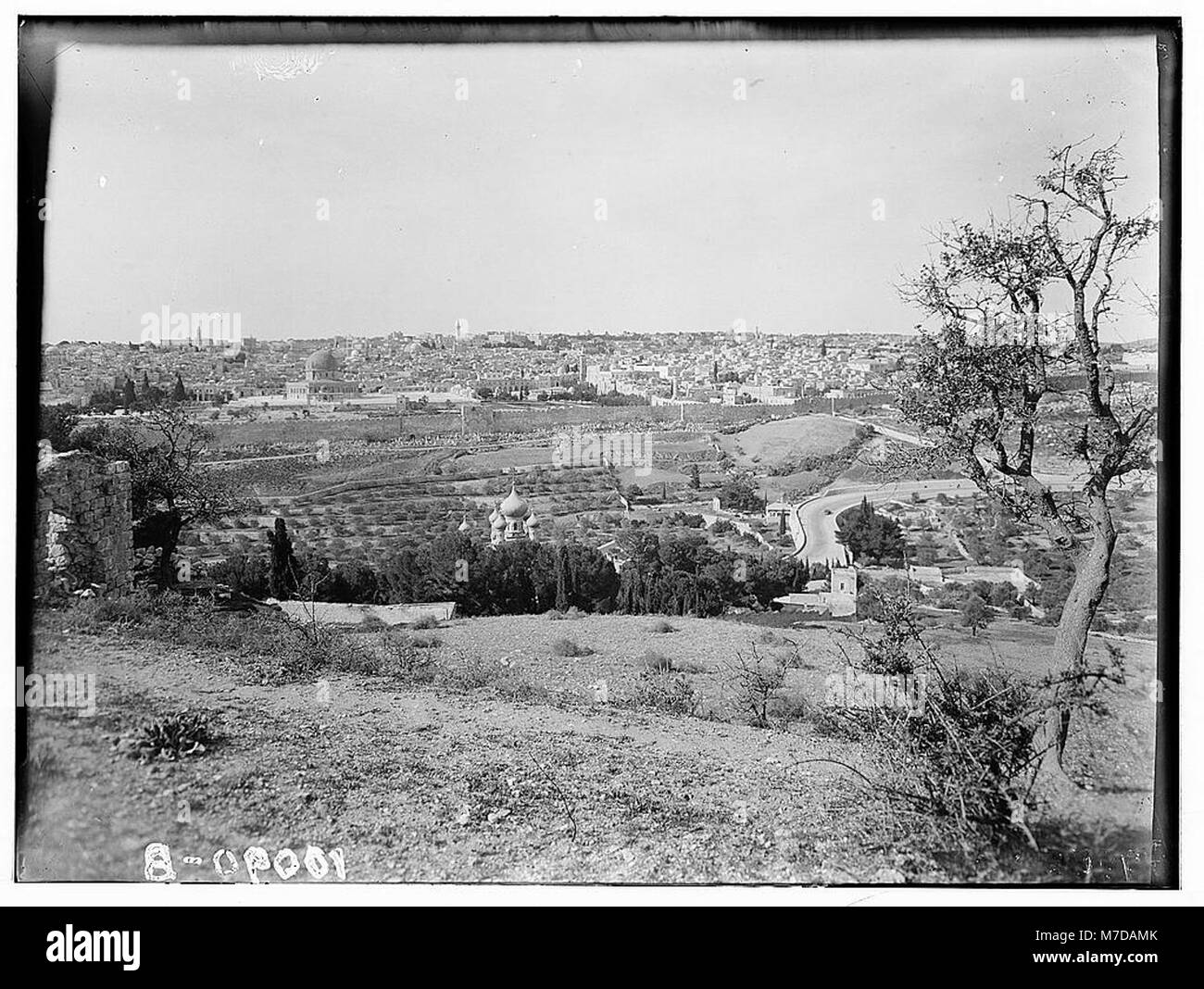This aerial photograph shows a view of Jerusalem from above the ...