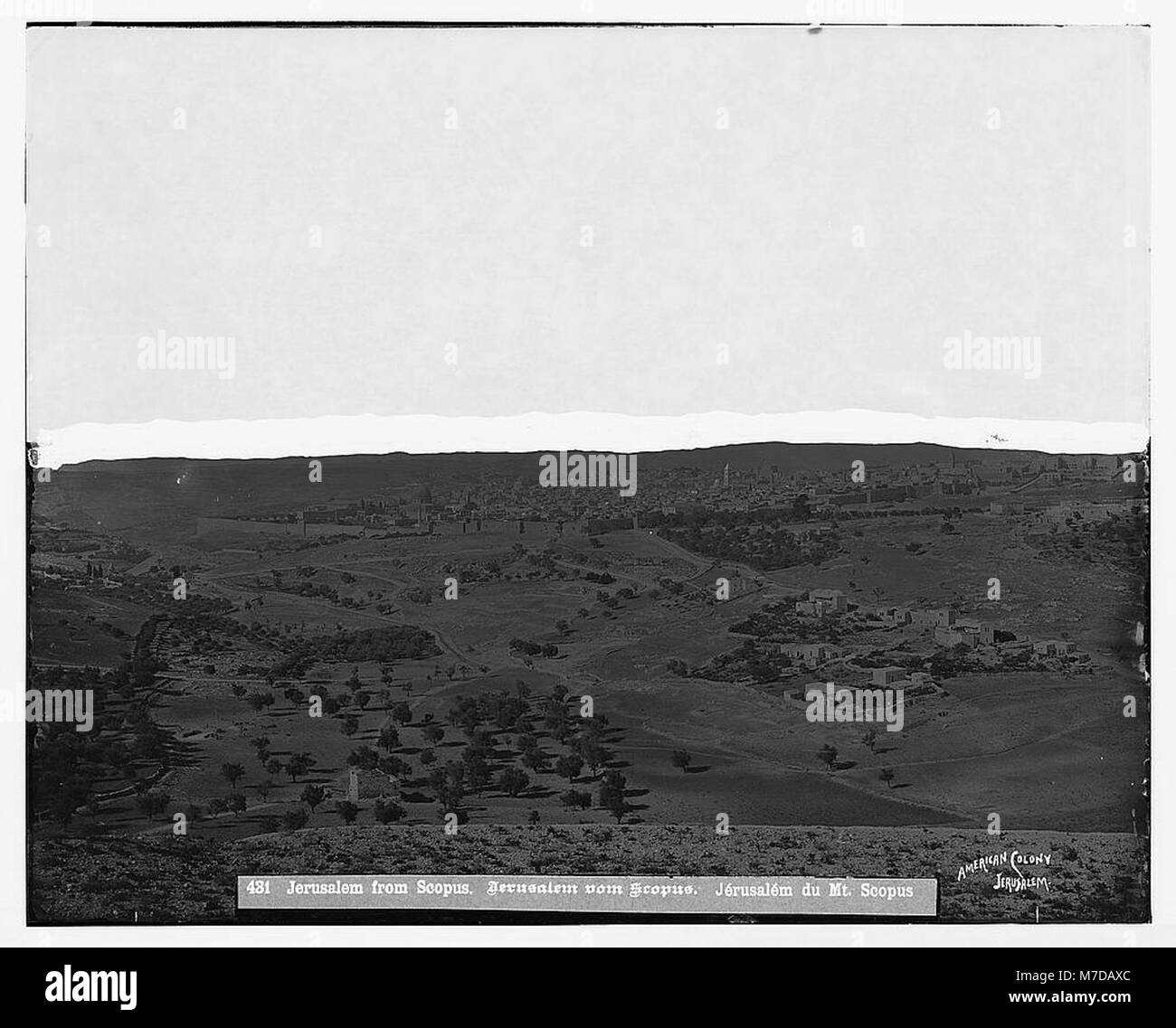 The photograph presents a view of Jerusalem from Mount Scopus ...
