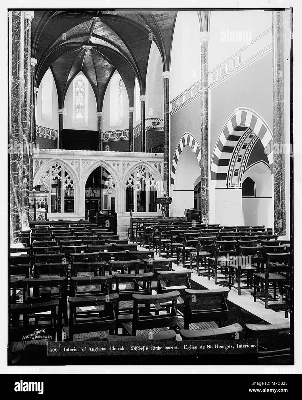 A photograph capturing the interior of the Anglican Church in Jerusalem ...