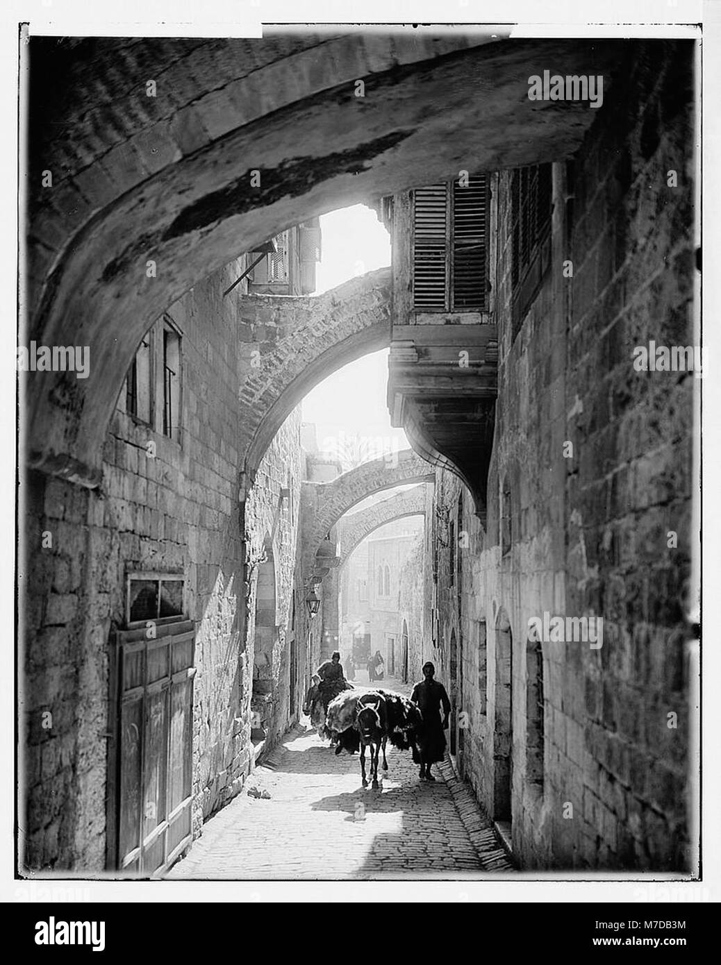 A photograph of the Via Dolorosa in Jerusalem, the traditional path ...
