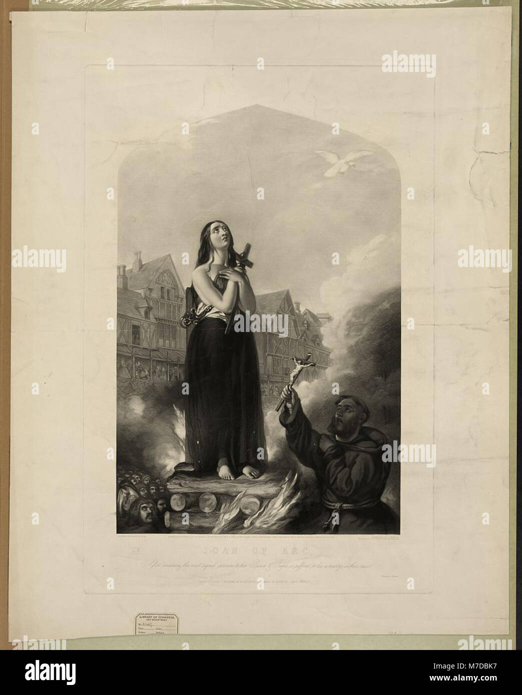 This image shows Joan of Arc, the iconic French heroine, often depicted ...