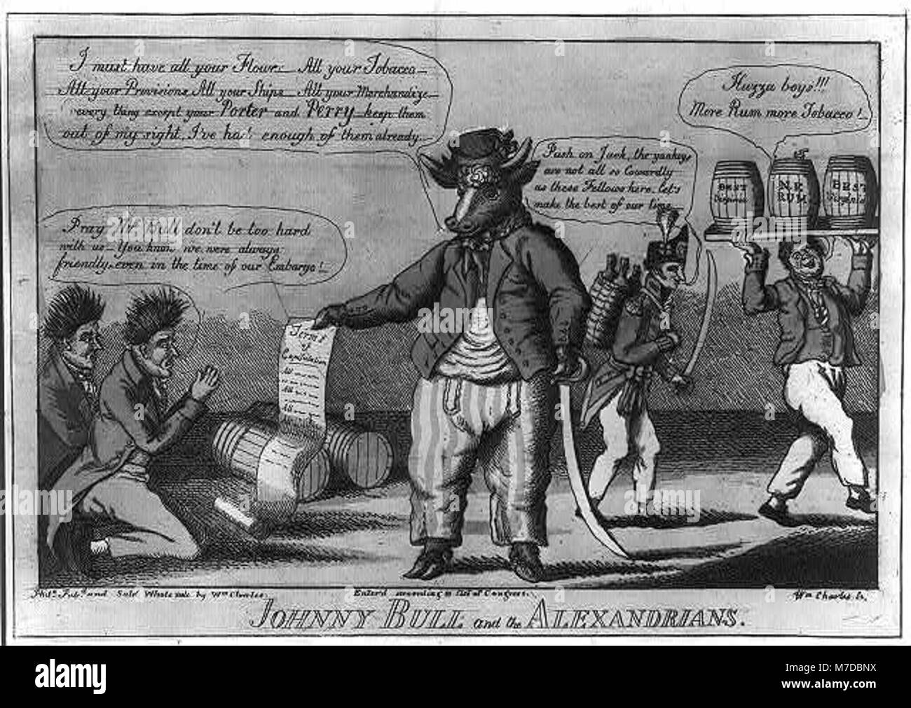 Illustration depicting Johnny Bull, a symbolic character representing ...