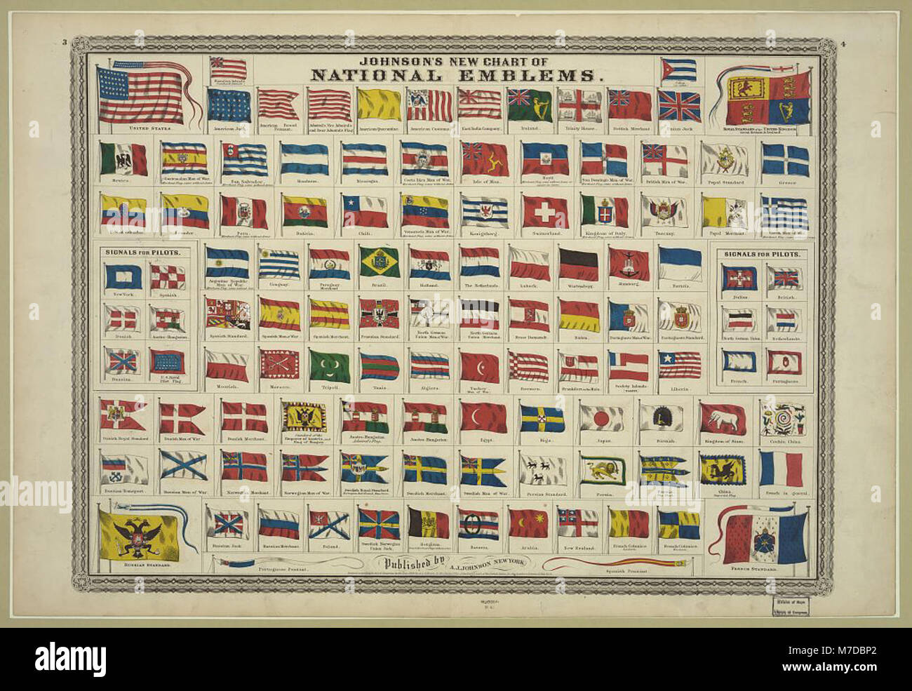 A detailed chart created by Johnson, showcasing national emblems ...