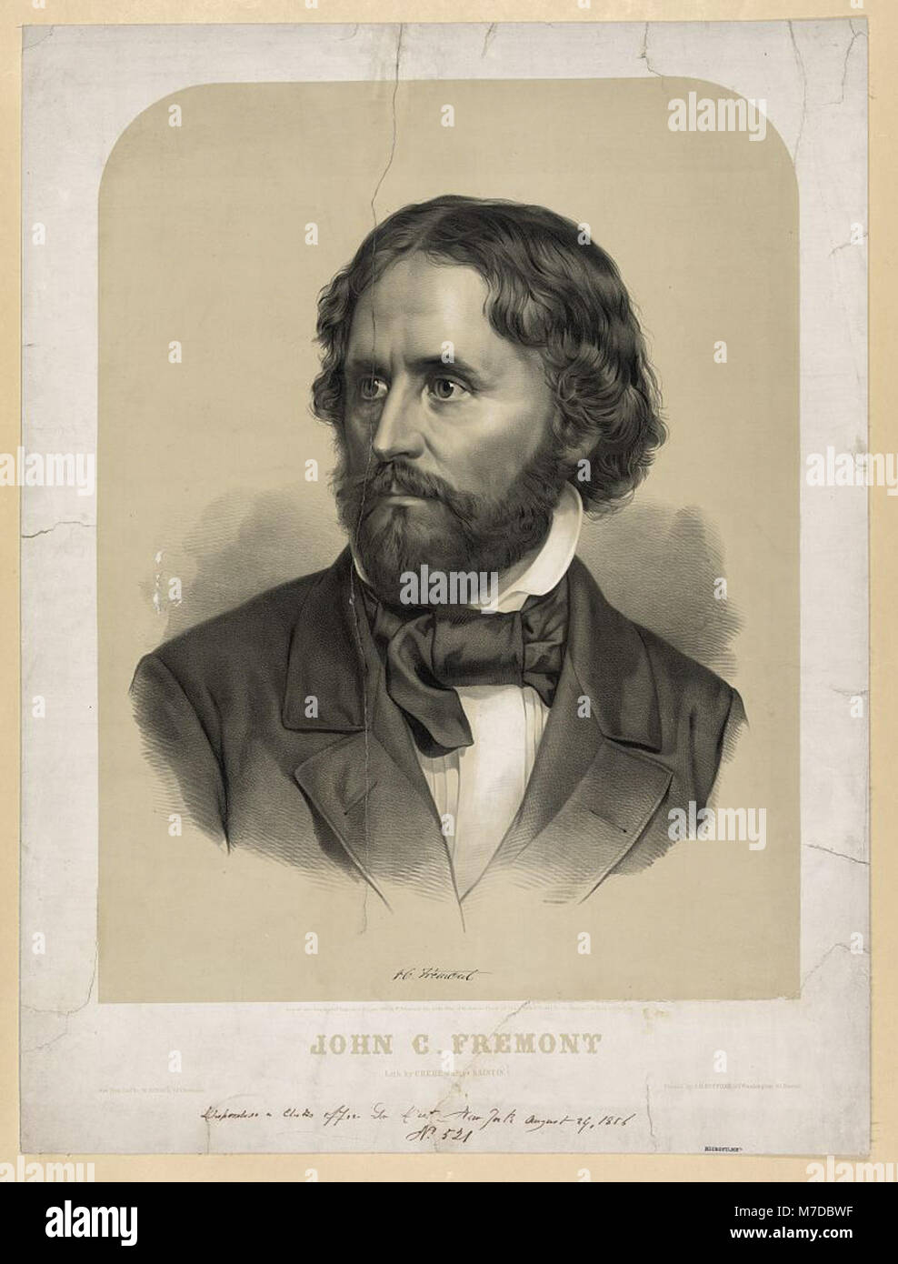 A lithograph of John C. Fremont, an American military officer, explorer ...