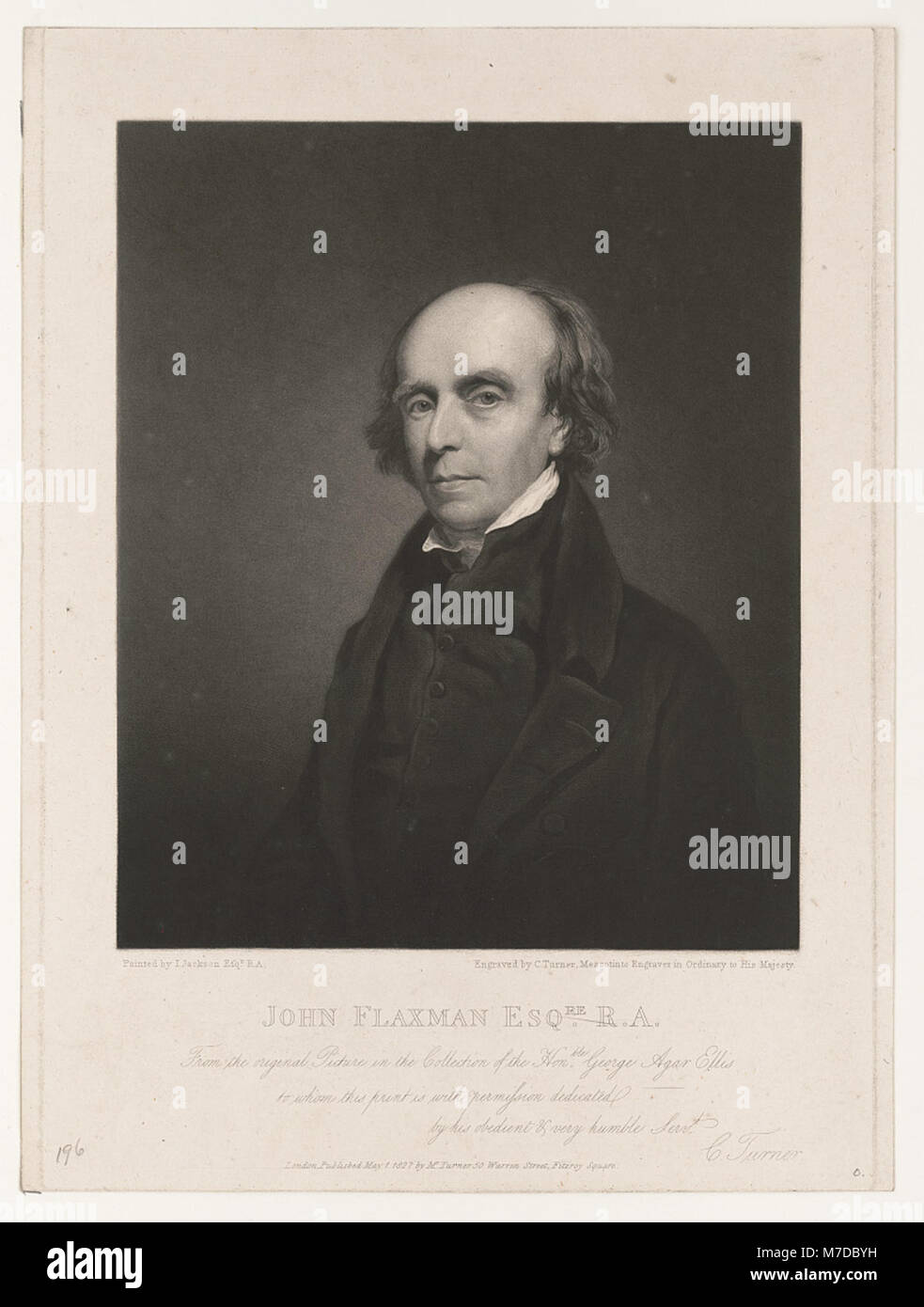 An engraved portrait of John Flaxman, a renowned English sculptor ...