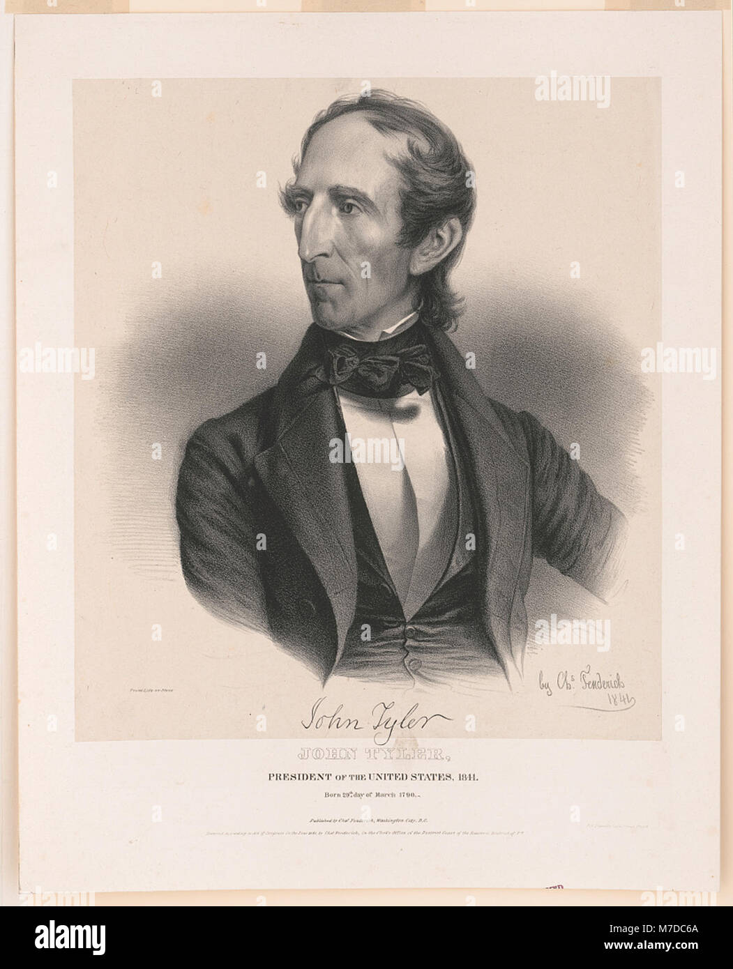 A life-like stone portrait of John Tyler, the 10th President of the ...