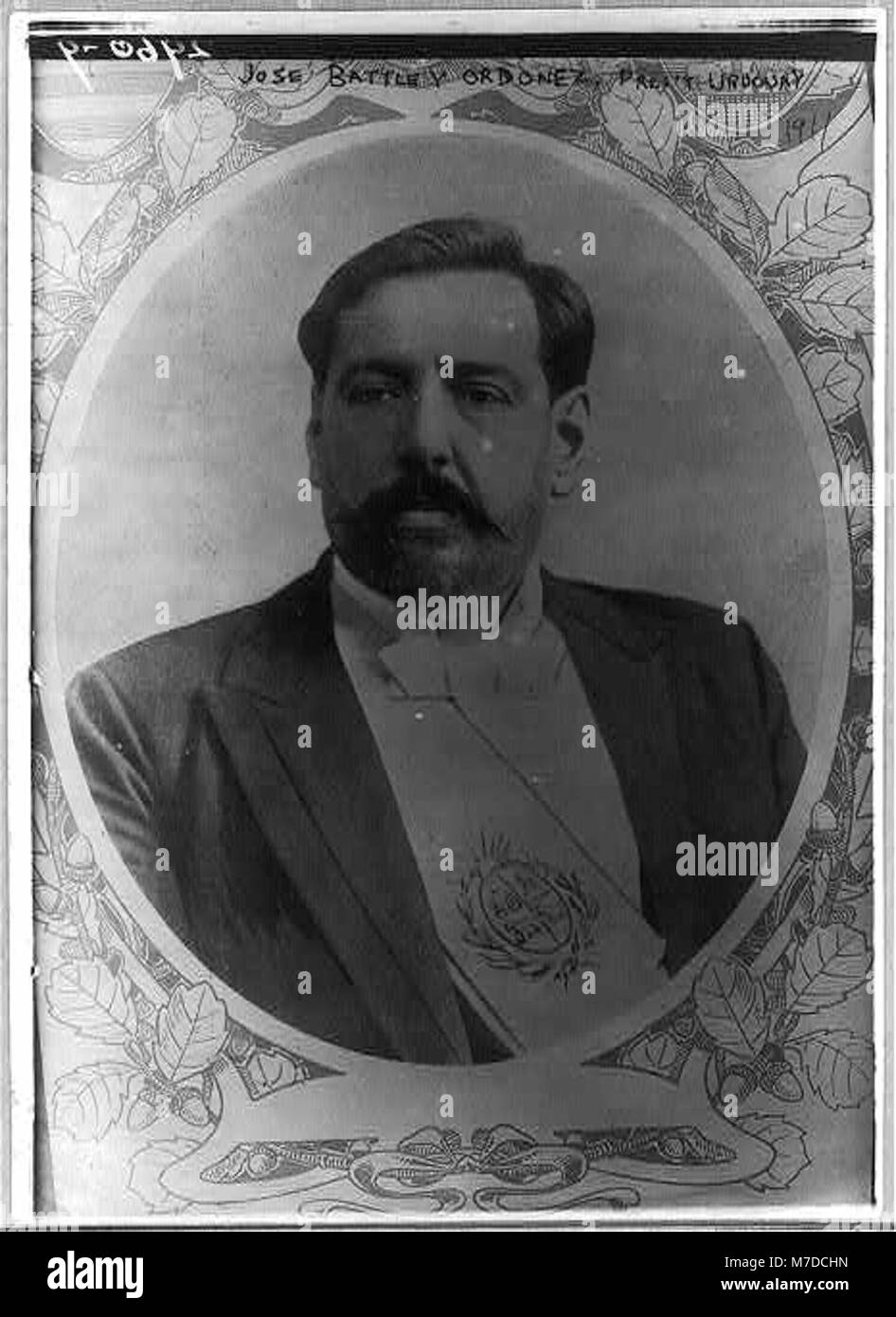 This bust portrait captures Jose Battle y Ordonez, a significant ...