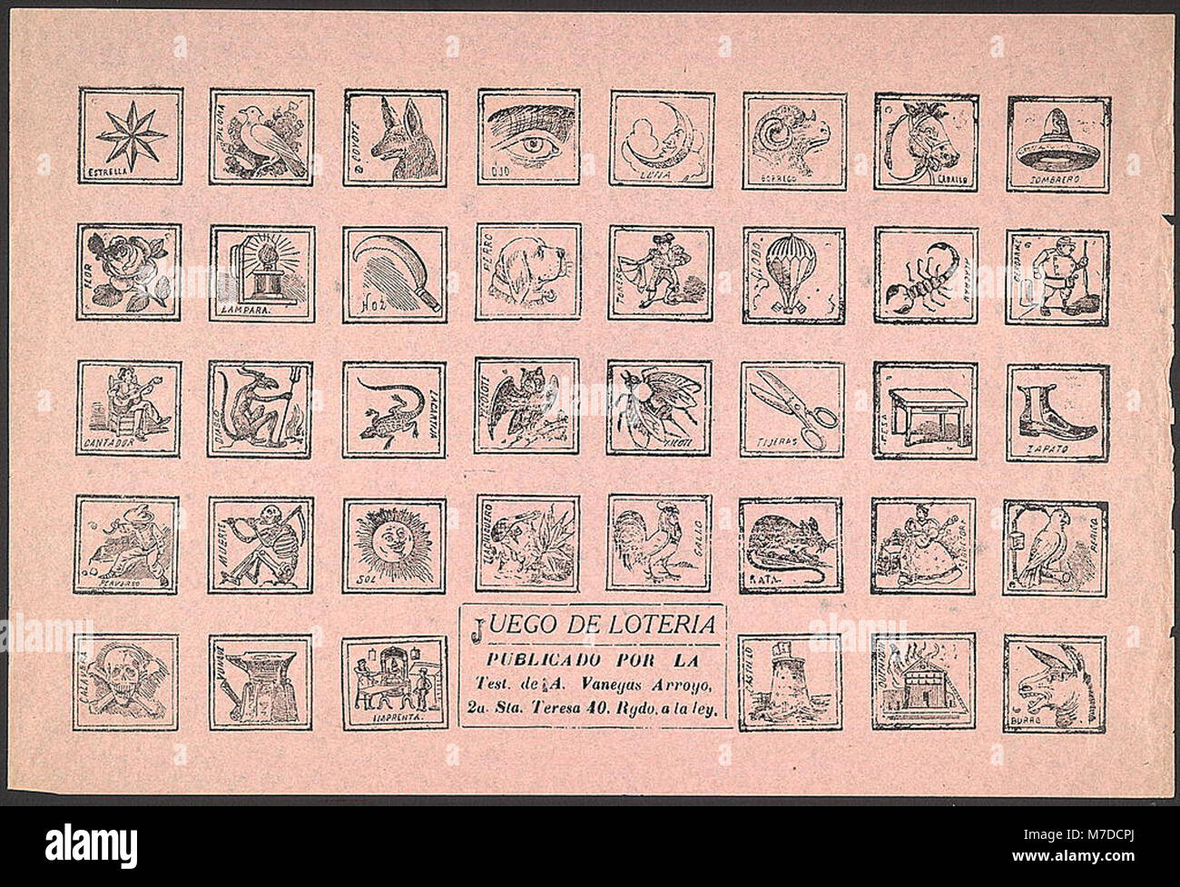 A photograph of a traditional lottery game, known as Juego de lotería ...