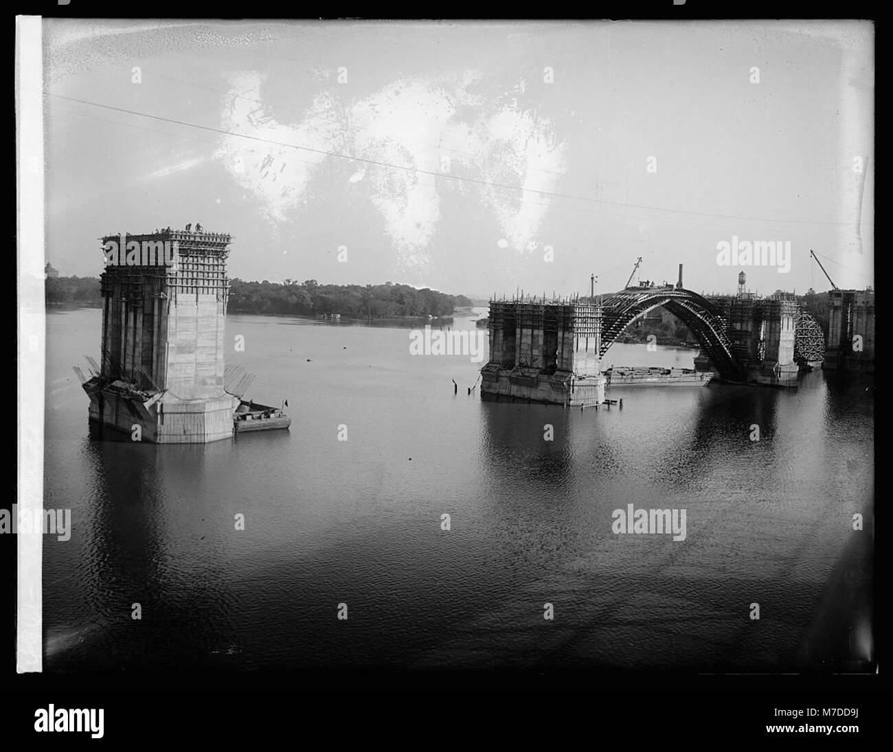 This photograph shows the Key Bridge, a prominent bridge connecting ...