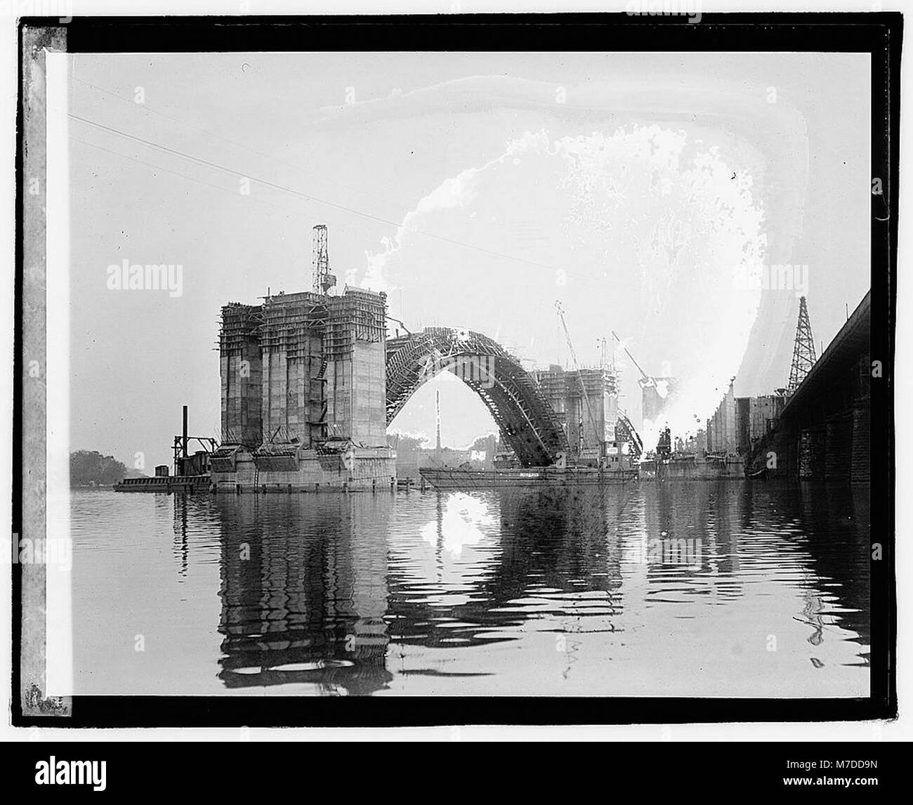 A photograph of the Key Bridge under construction, documenting the ...
