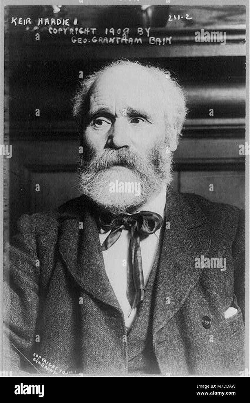 A bust portrait of Kier Hardie, a prominent Scottish political leader ...
