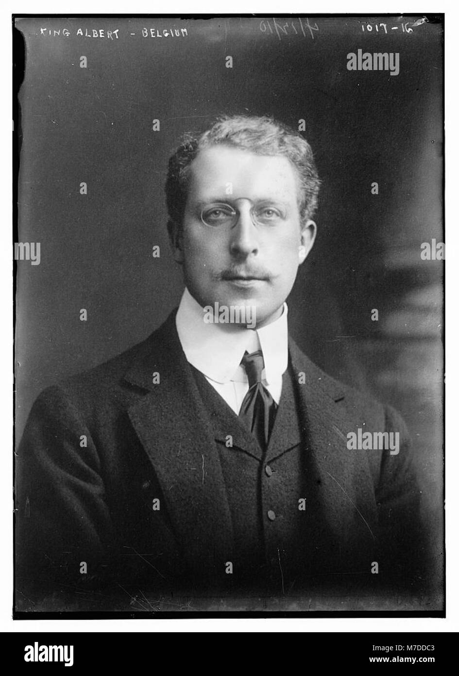 A portrait of King Albert I of Belgium, who reigned from 1909 to 1934 ...