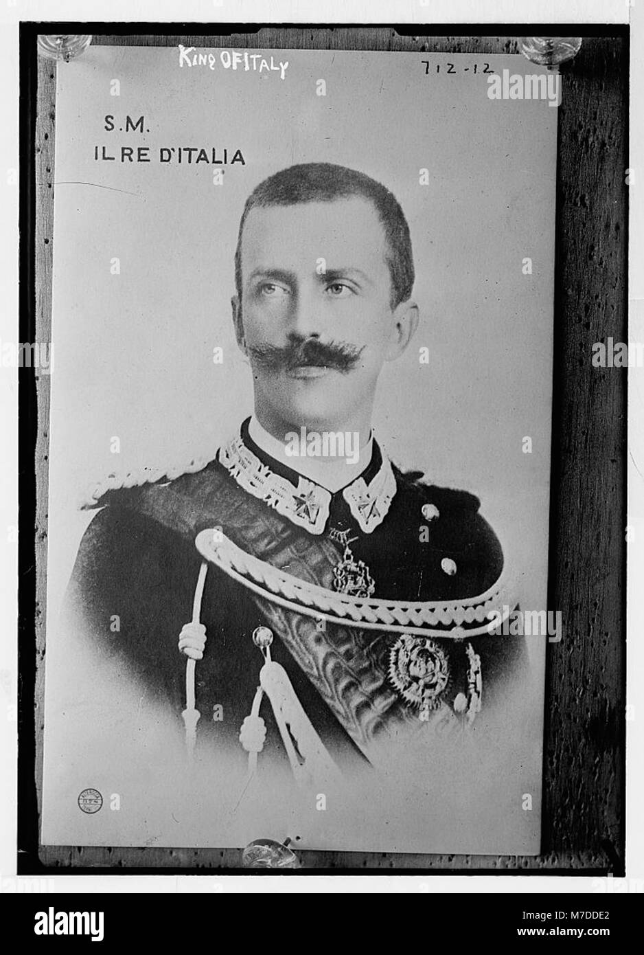 A portrait of the King of Italy, dressed in military uniform, captured ...